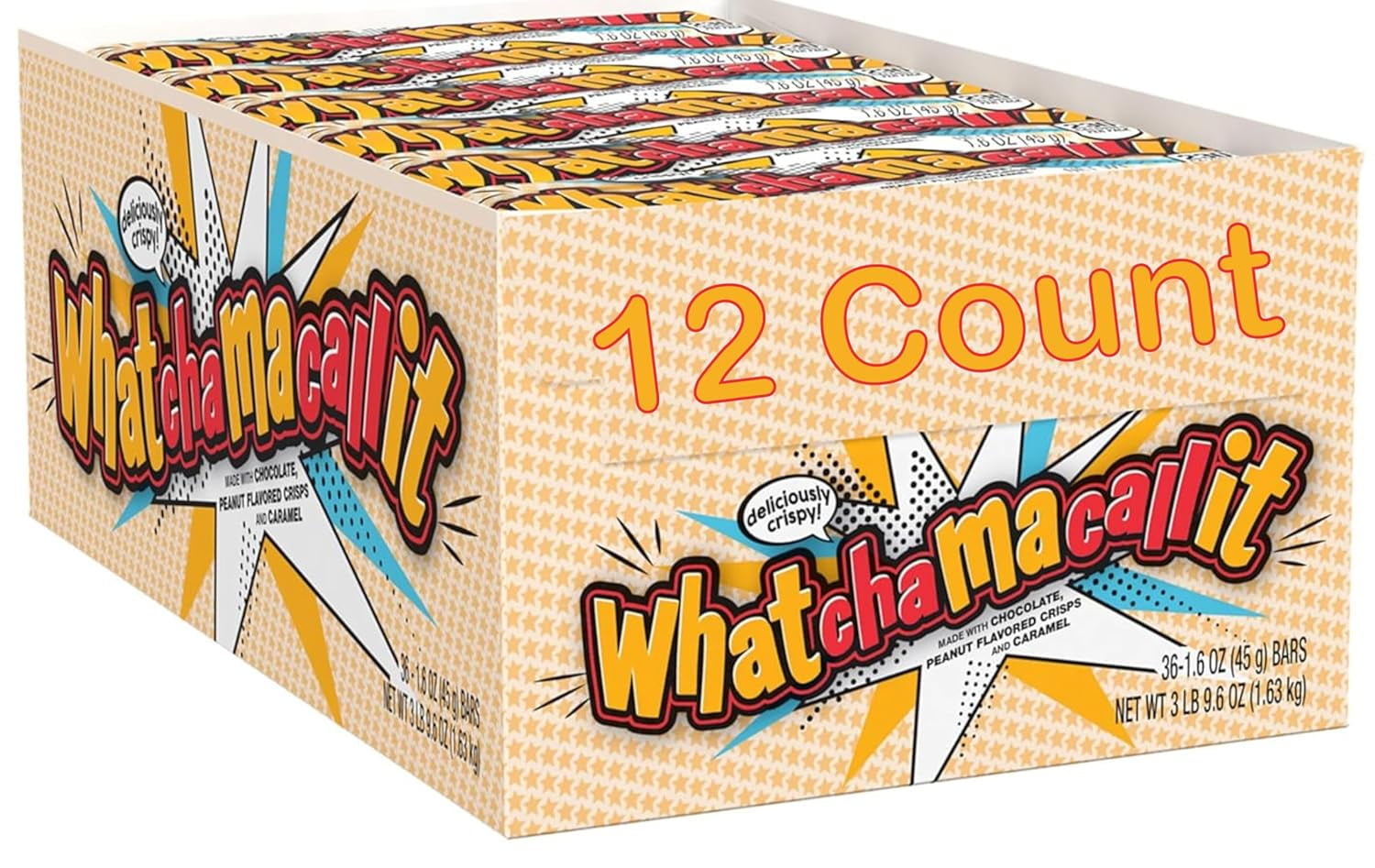 WHATCHAMACALLIT Chocolate Caramel Crisps Candy Bars, 1.6 oz (12 Count ...