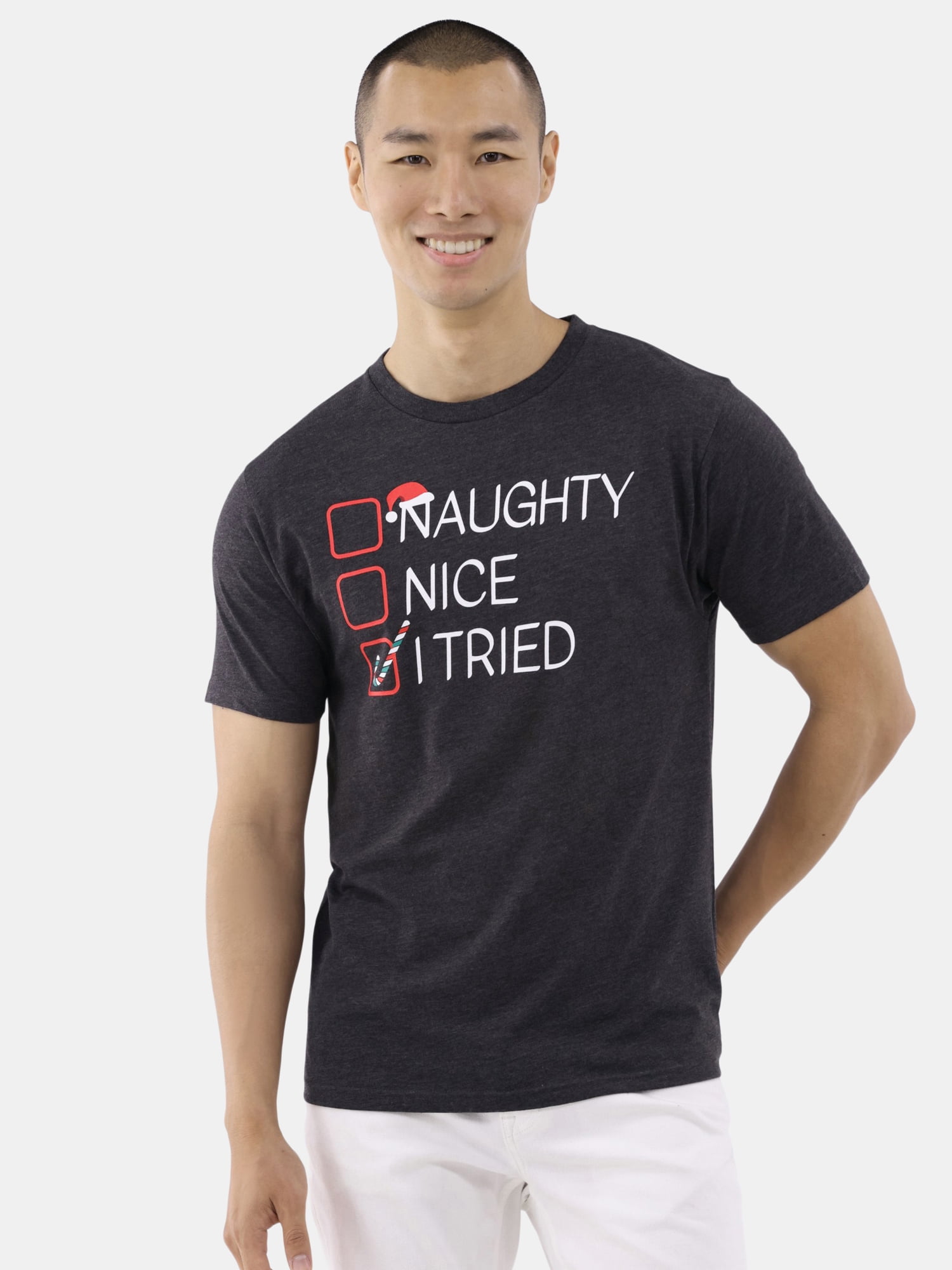 Men's Christmas Naughty Nice Checklist Graphic Tee from Holiday Time ...