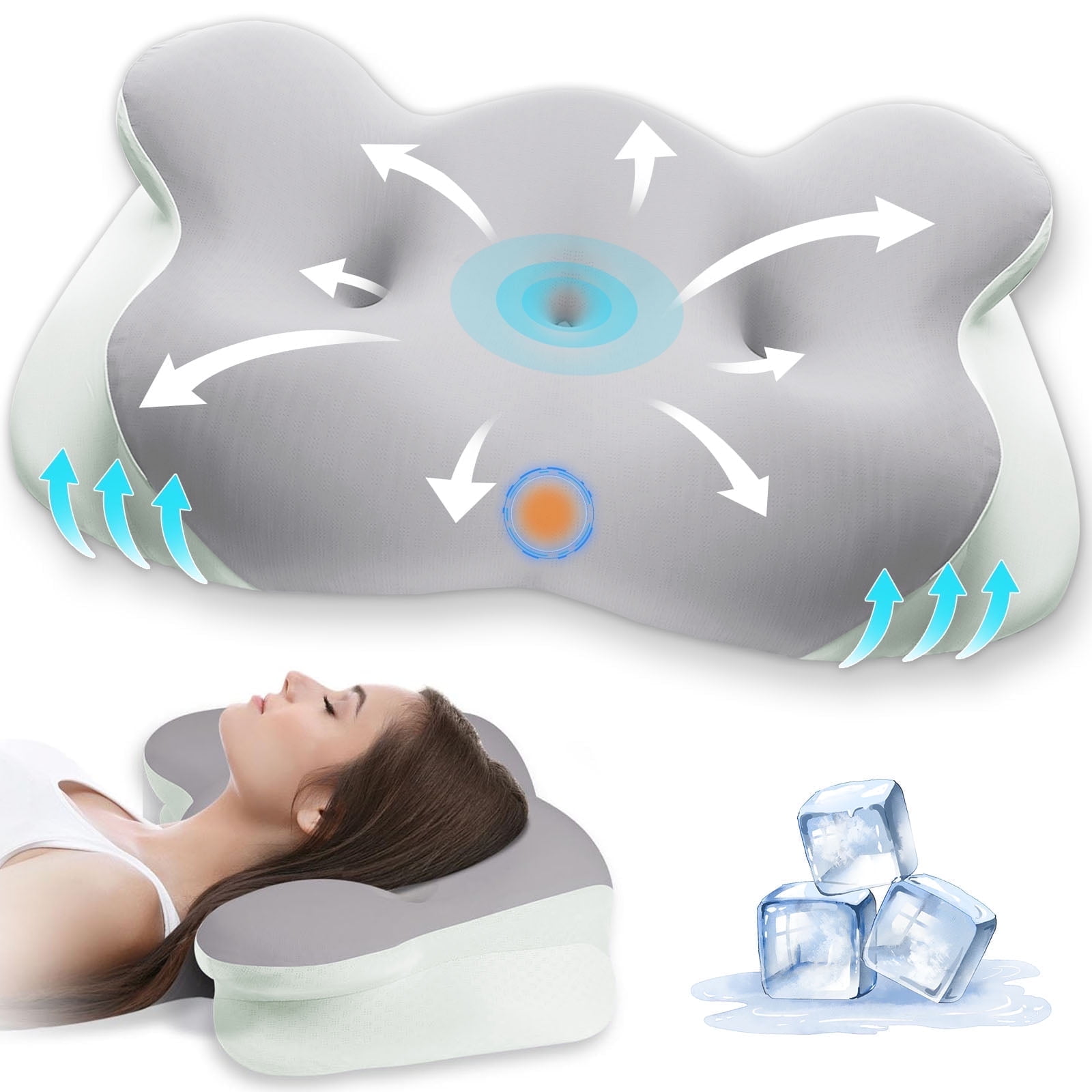 Hoofun Cervical Neck Pillow for Pain Relief - Ergonomic Orthopedic ...