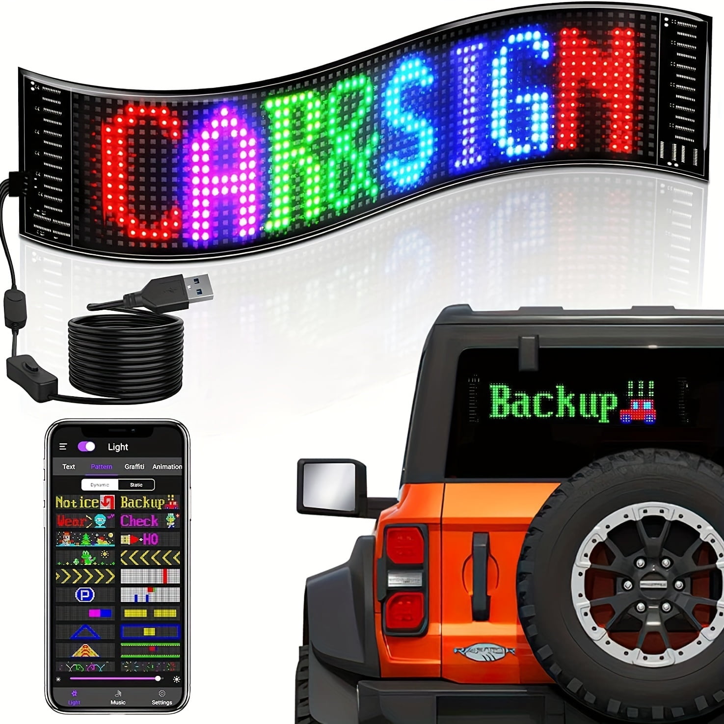 WHATOOK Scrolling LED Sign, Programmable Flexible LED Matrix Panel ...