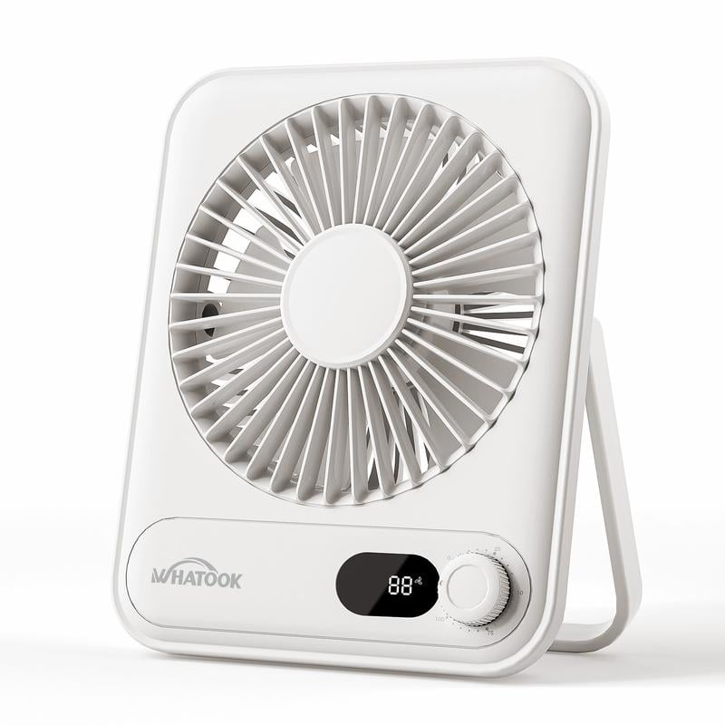 WHATOOK Small Desk Fan 2000mAh 10 Hours Battery Office Fan Quiet Mini ...
