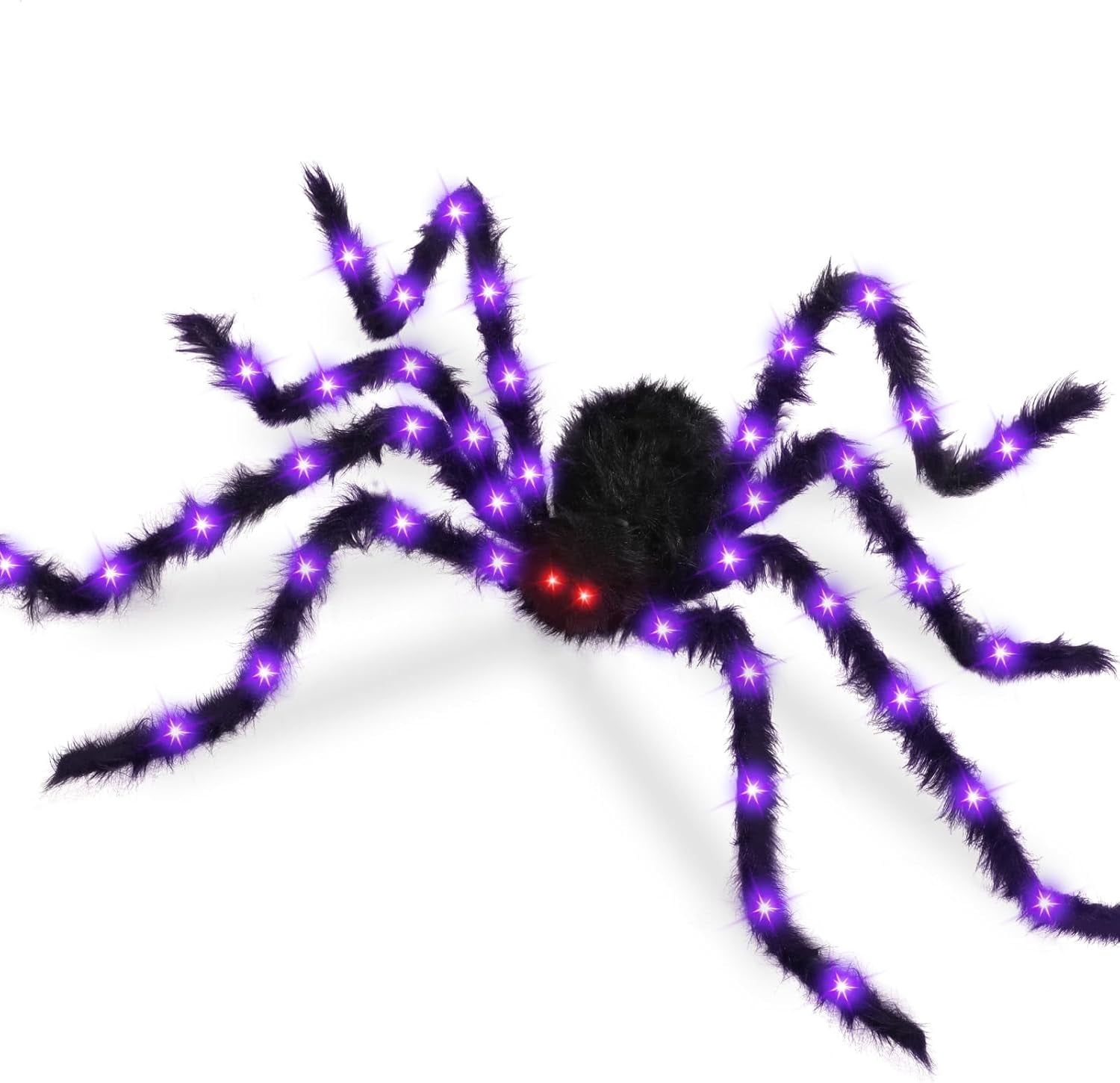 WHBBHW 4.9Ft Giant Halloween Spider Decoration 38LED Light up Black ...