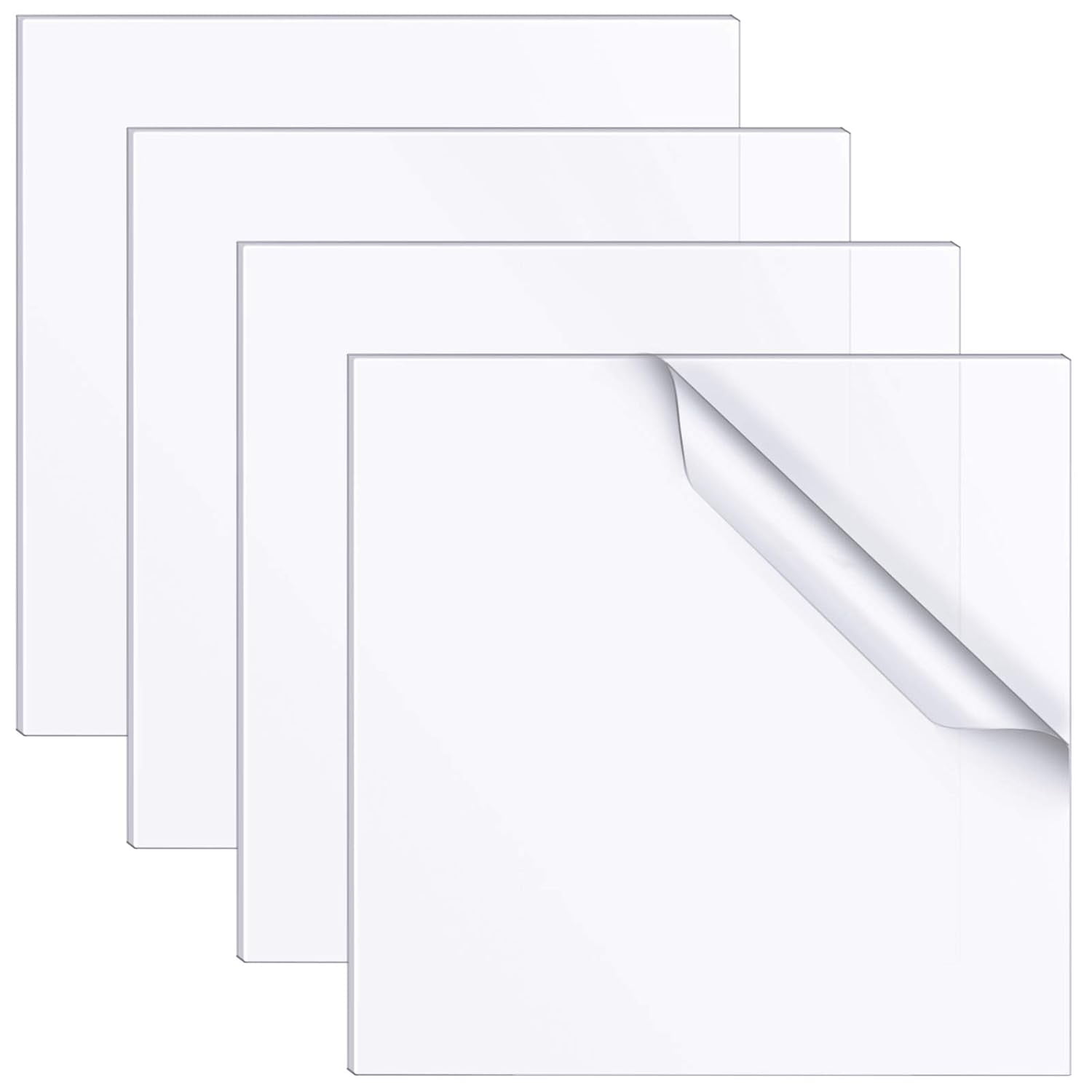 WHBBHW 4 Pieces 3 x 3 Inch Clear Acrylic Plastic Panels 0.080" 1/12 Thick Acrylic Square Display ...