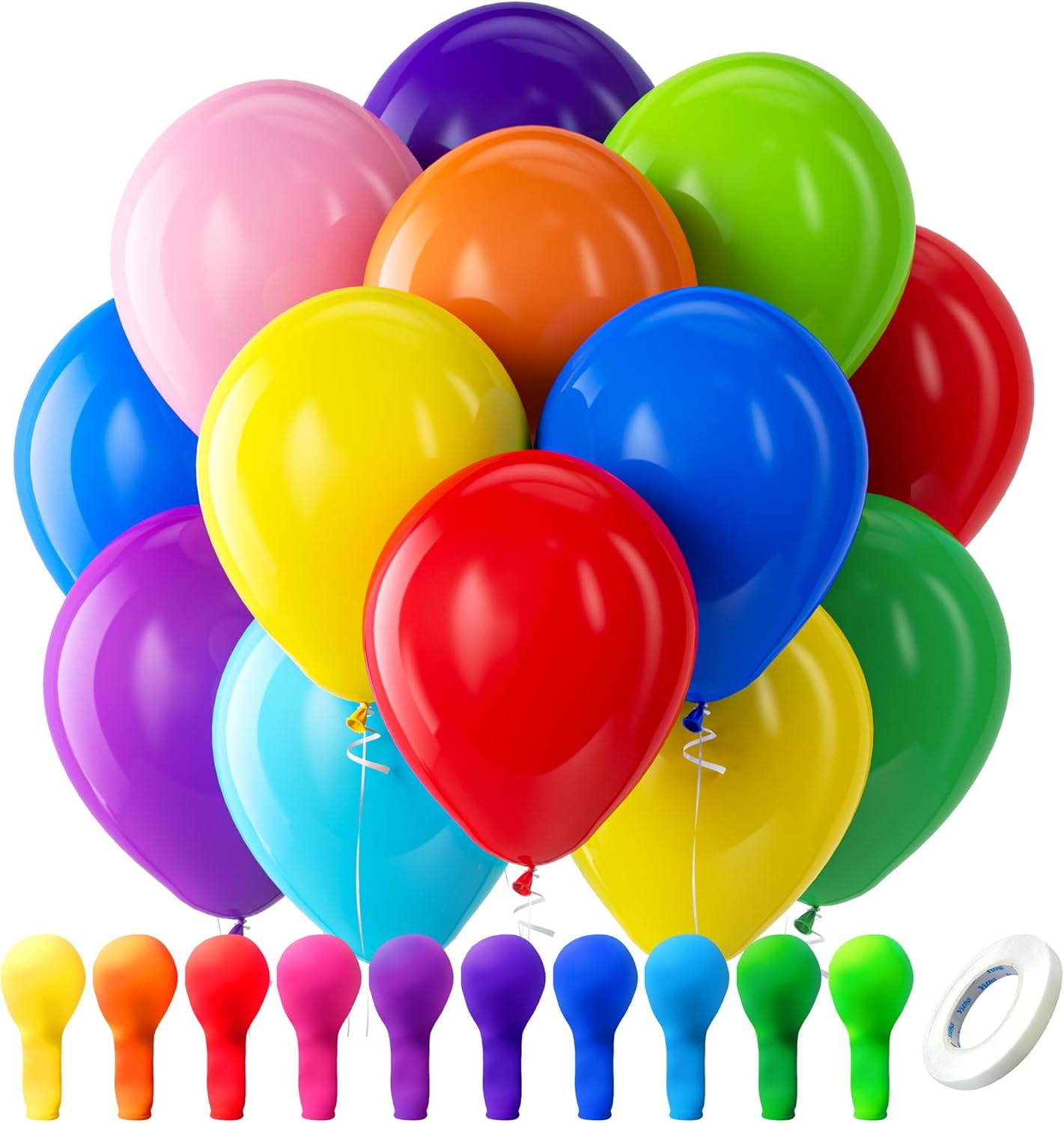 WHBBHW Assorted Rainbow Latex Balloons, 100 Pack 12 inch Round Helium ...