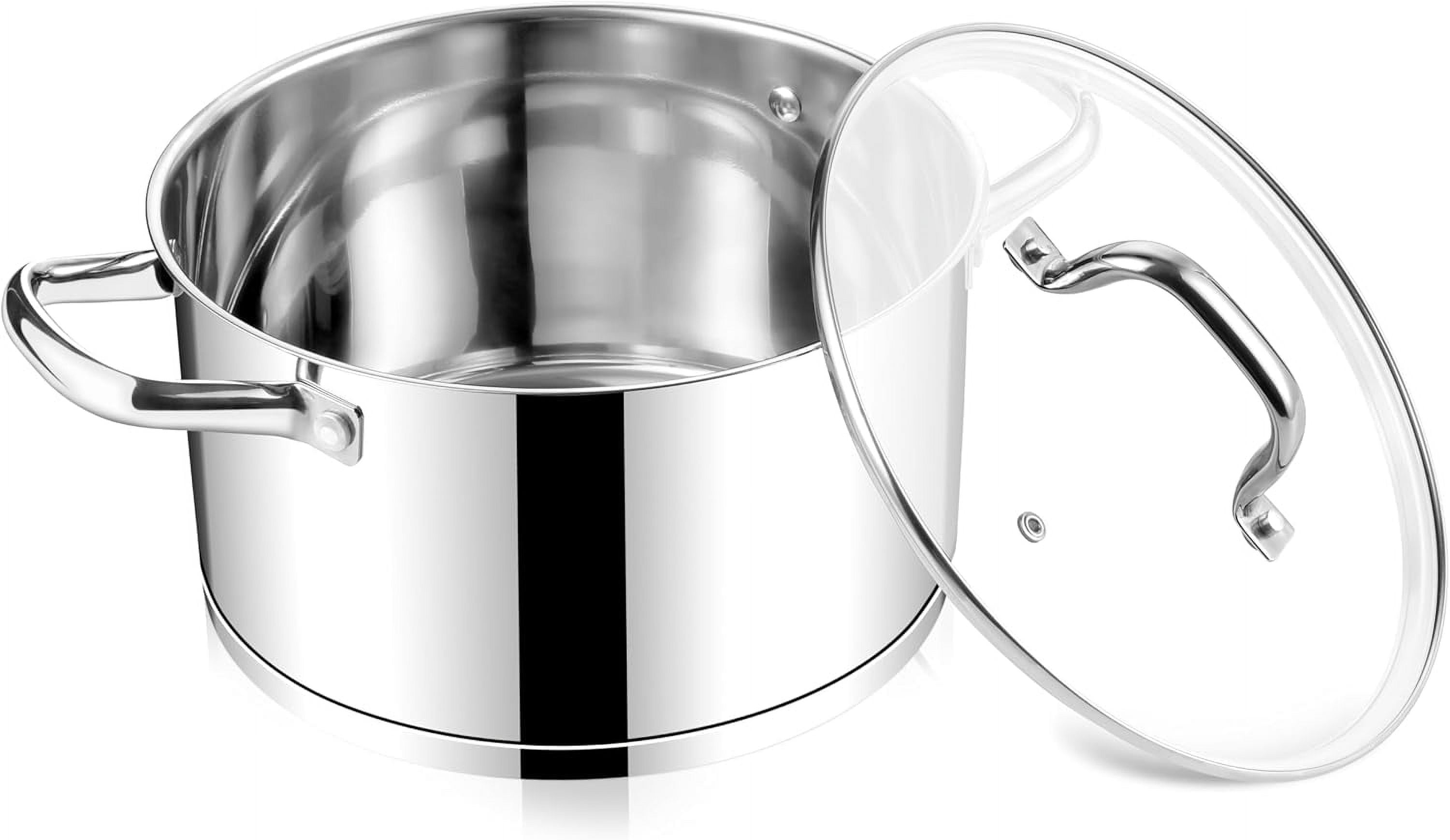 WHBBHW Stainless Steel Stock Pot, 8 Quart Tri-ply Base Cooking Pot with ...