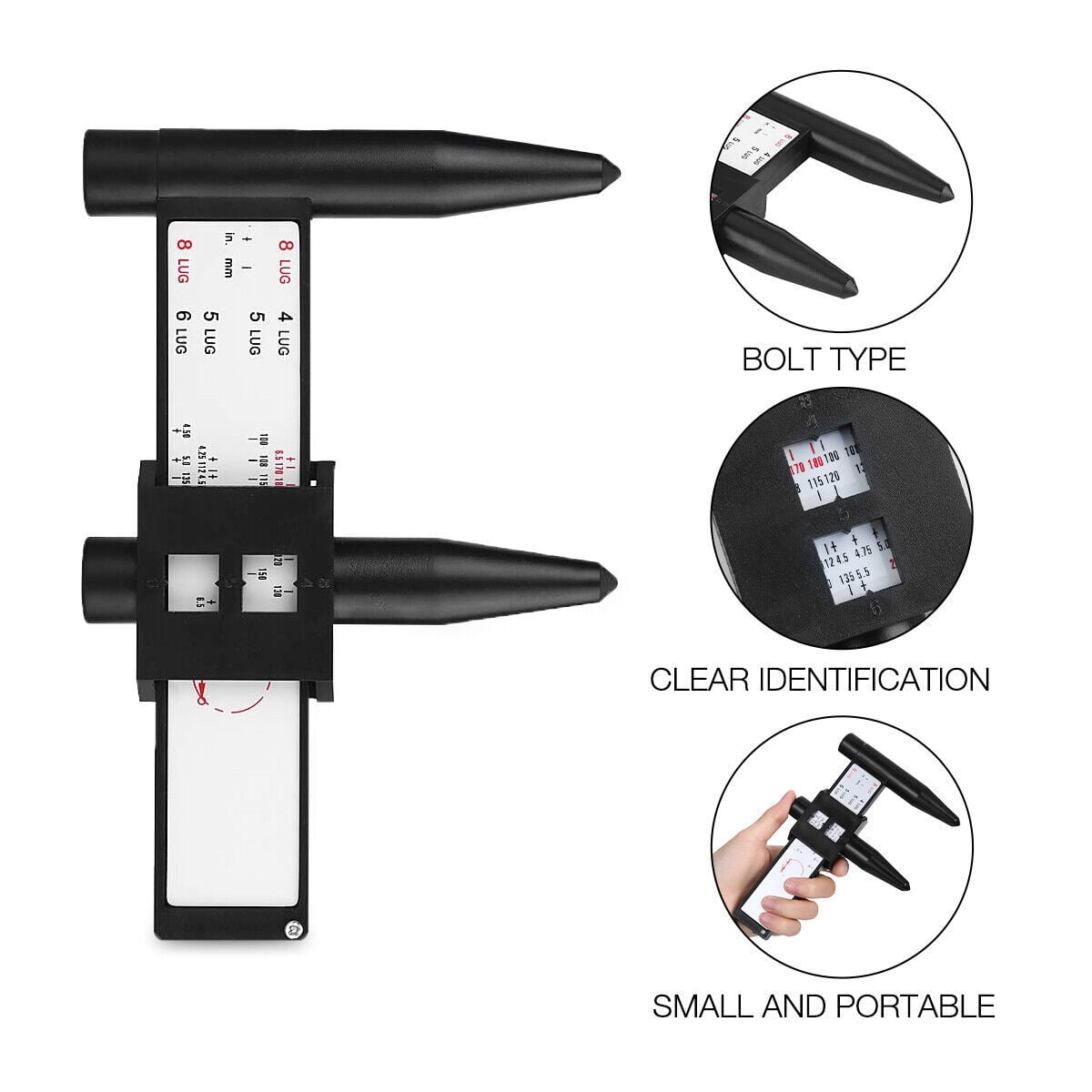 WHEEL RIM BOLT CIRCLE PATTERN SLIDING MEASURING TOOL GAUGE 4 5 6 8 LUG ...