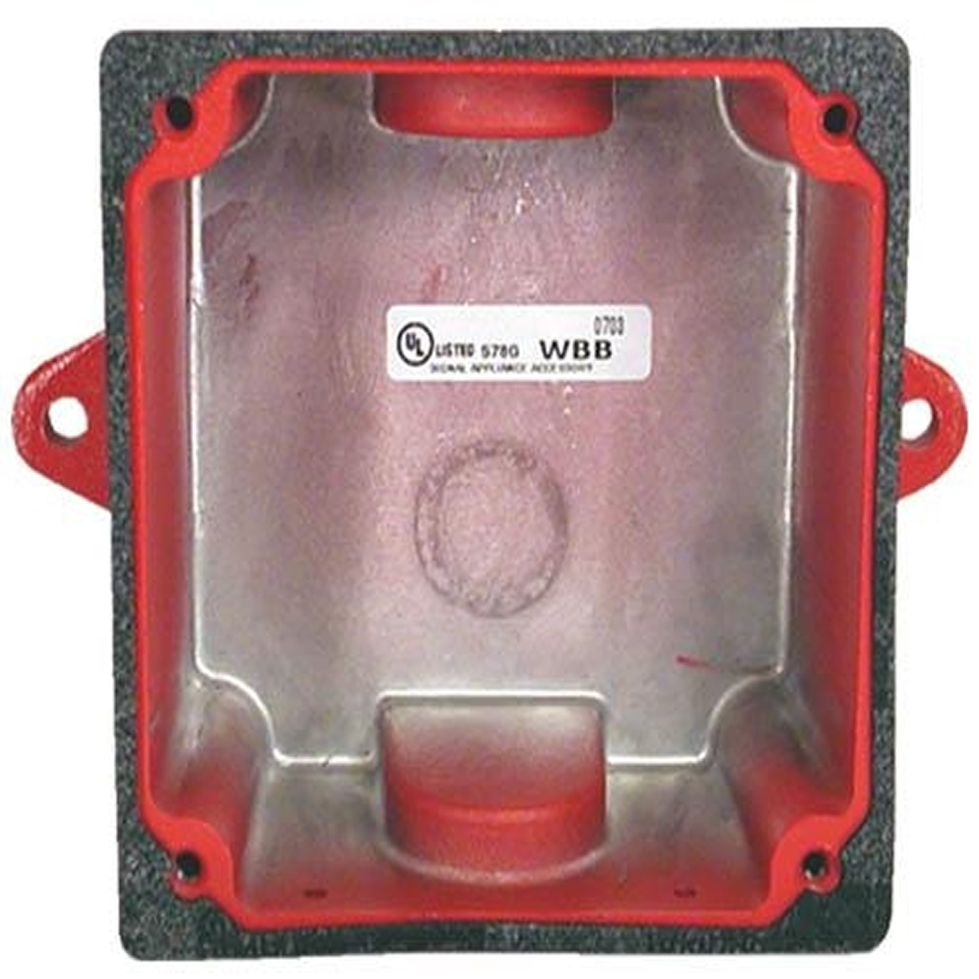 WHEELOCK WBB-R WBB RED FIRE ALARM WEATHER RESISTANT OUTDOOR BACK BOX BACKBOX FIRE SIGNALING; RED ...