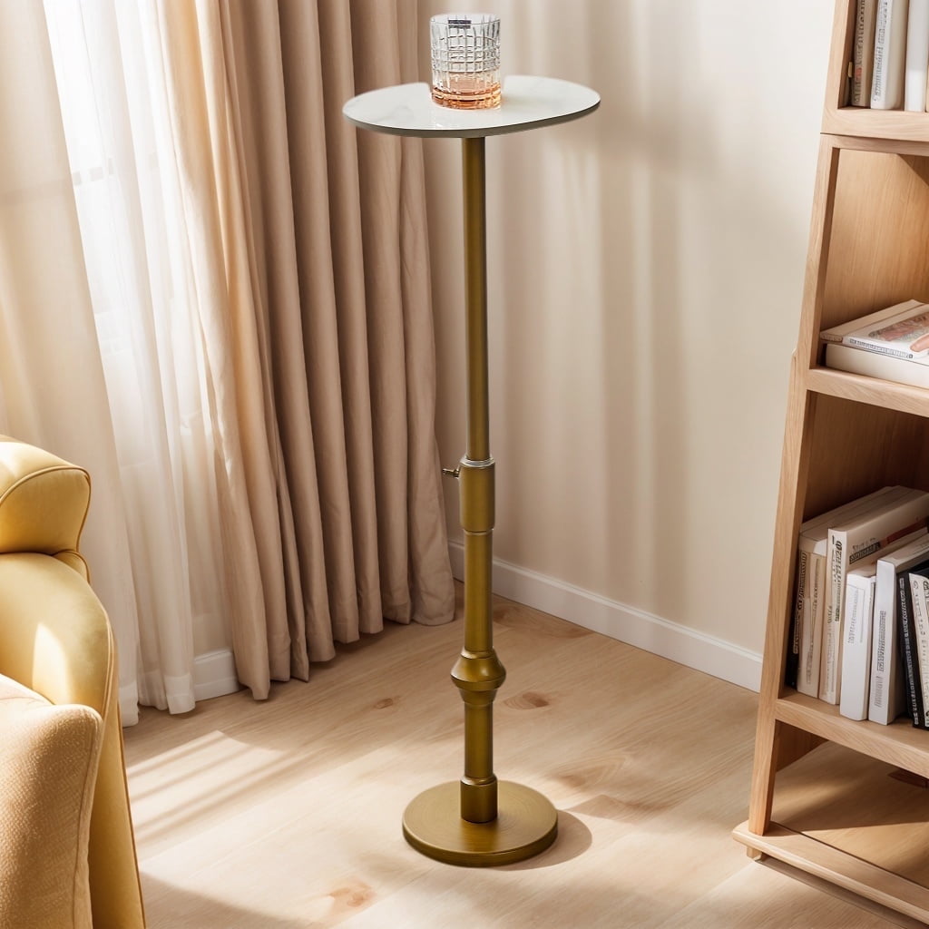 WHGBJA Small Round Metal Brass Height-Adjustable Side Table, Accent ...