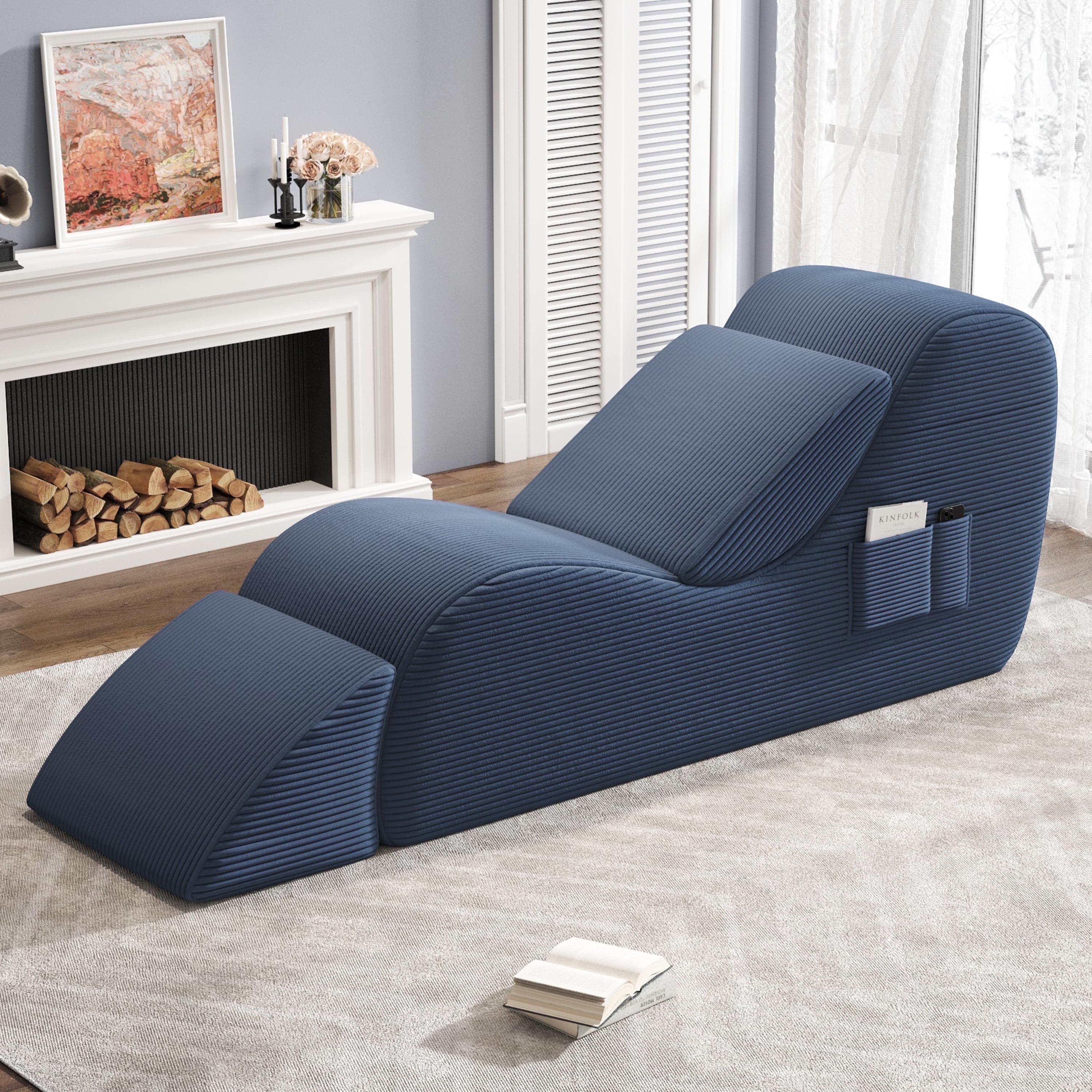 WHGBJA Yoga Curve Couch, Ergonomic Corduroy Chair with Lumbar Pillow ...
