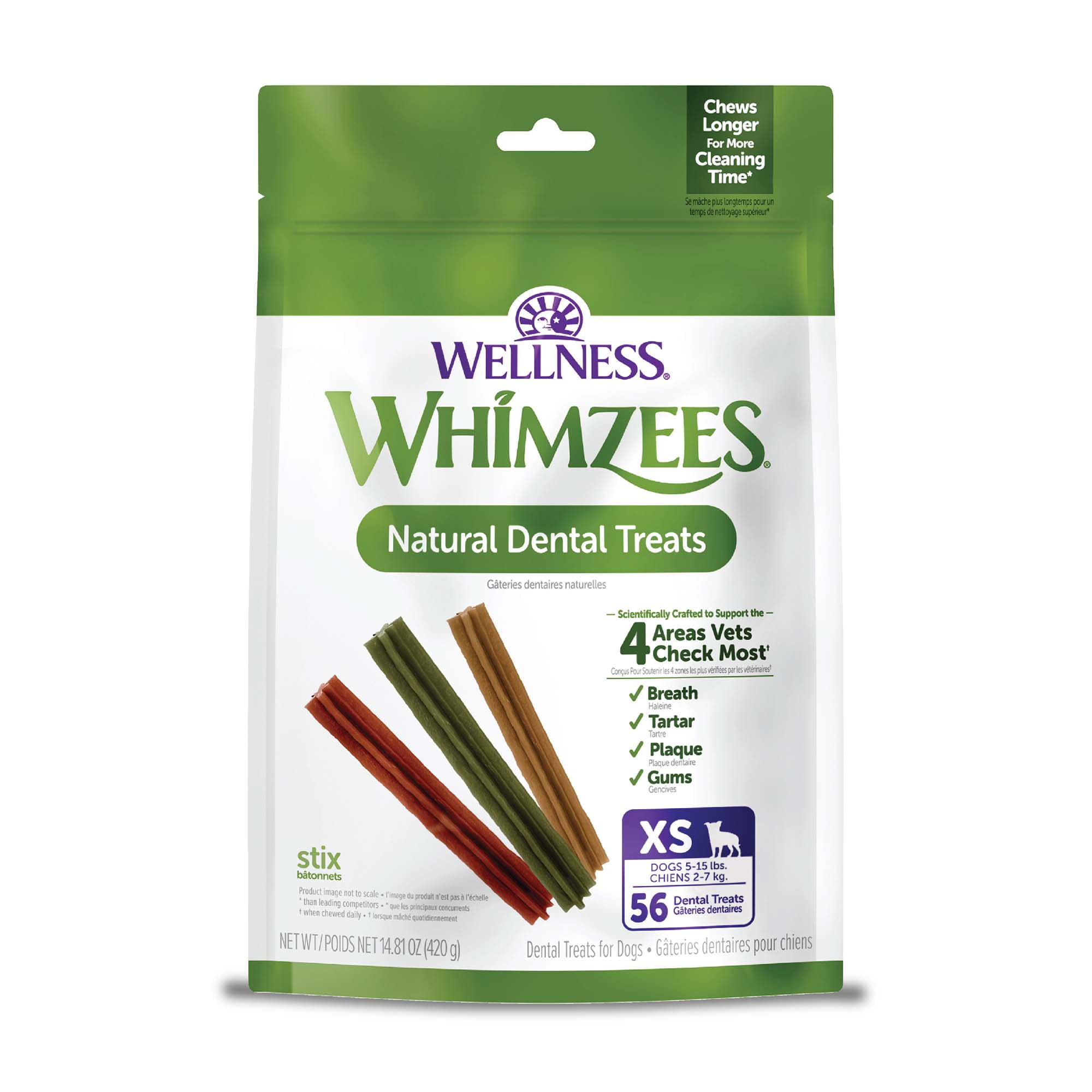 WHIMZEES Dog Dental Treats Natural Chews Extra Small Size Stick 56 ...