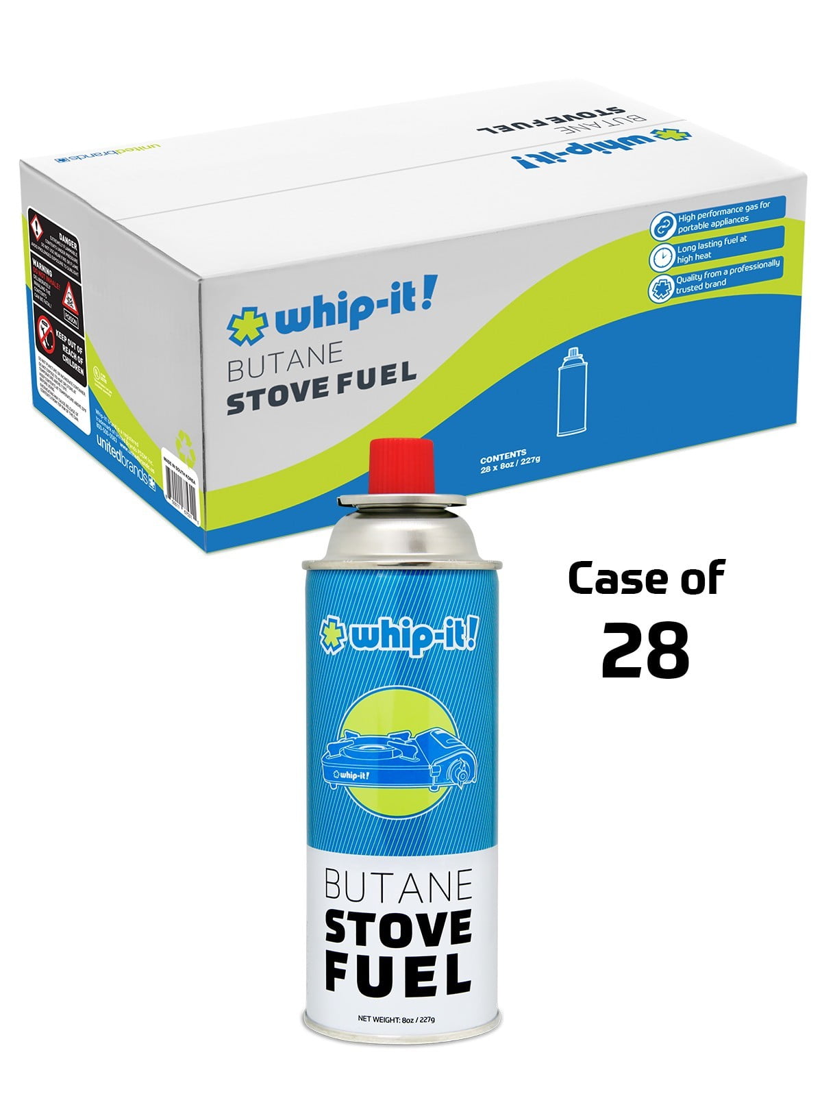 WHIP IT BUTANE FUEL GAS GASONE PORTABLE CAMPING STOVE 8 OZ 28 CANS CAMP ...