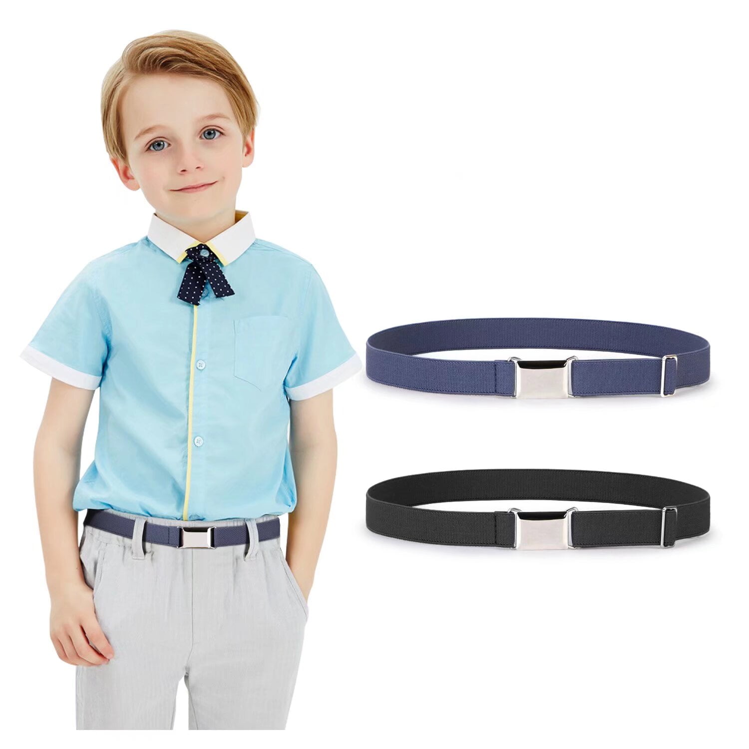 WHIPPY Kids Boys & Girls Adjustable Elastic Belts with Square Buckle ...