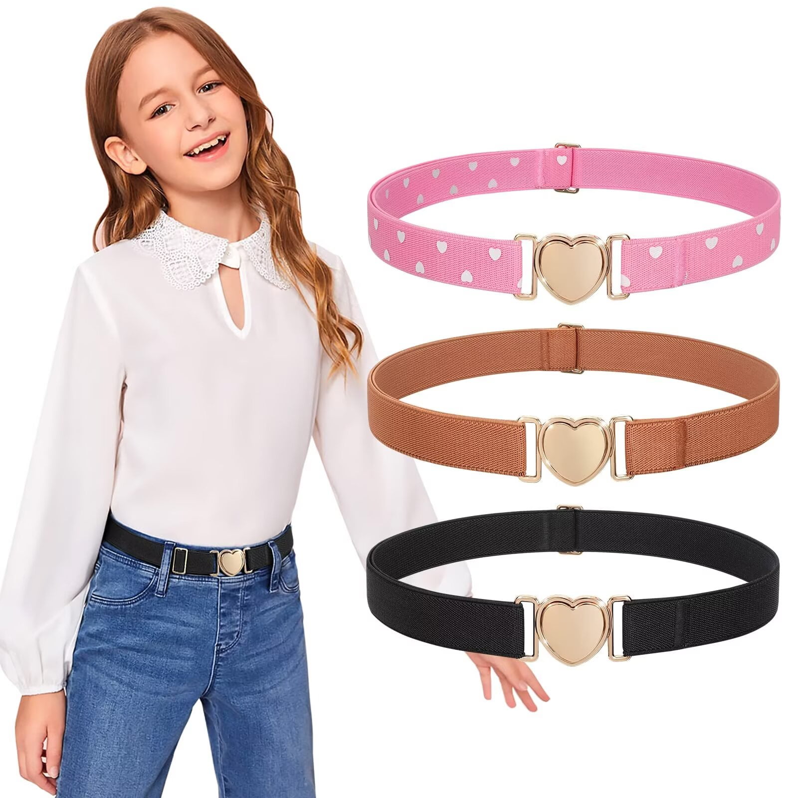WHIPPY Kids Elastic Belts for Girls Toddler Adjustable Stretch Belts ...