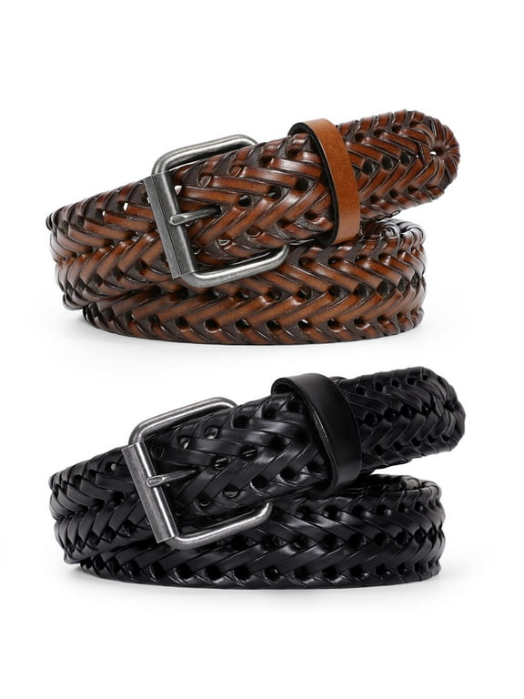 Wrangler® Men's and Big Men's Genuine Leather Braided Belt, Sizes 32-52 ...