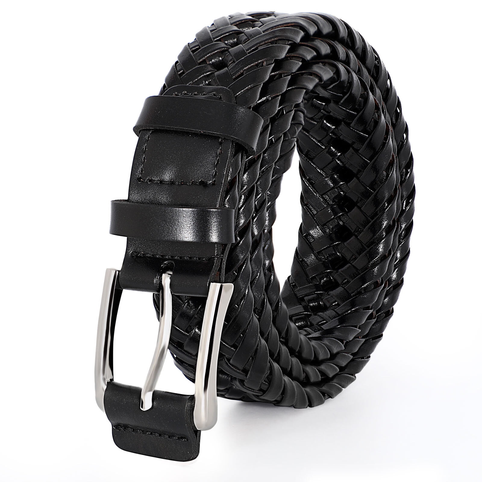 WHIPPY Men's Braided Leather Belt, Adjustable Woven Casual Belt for ...