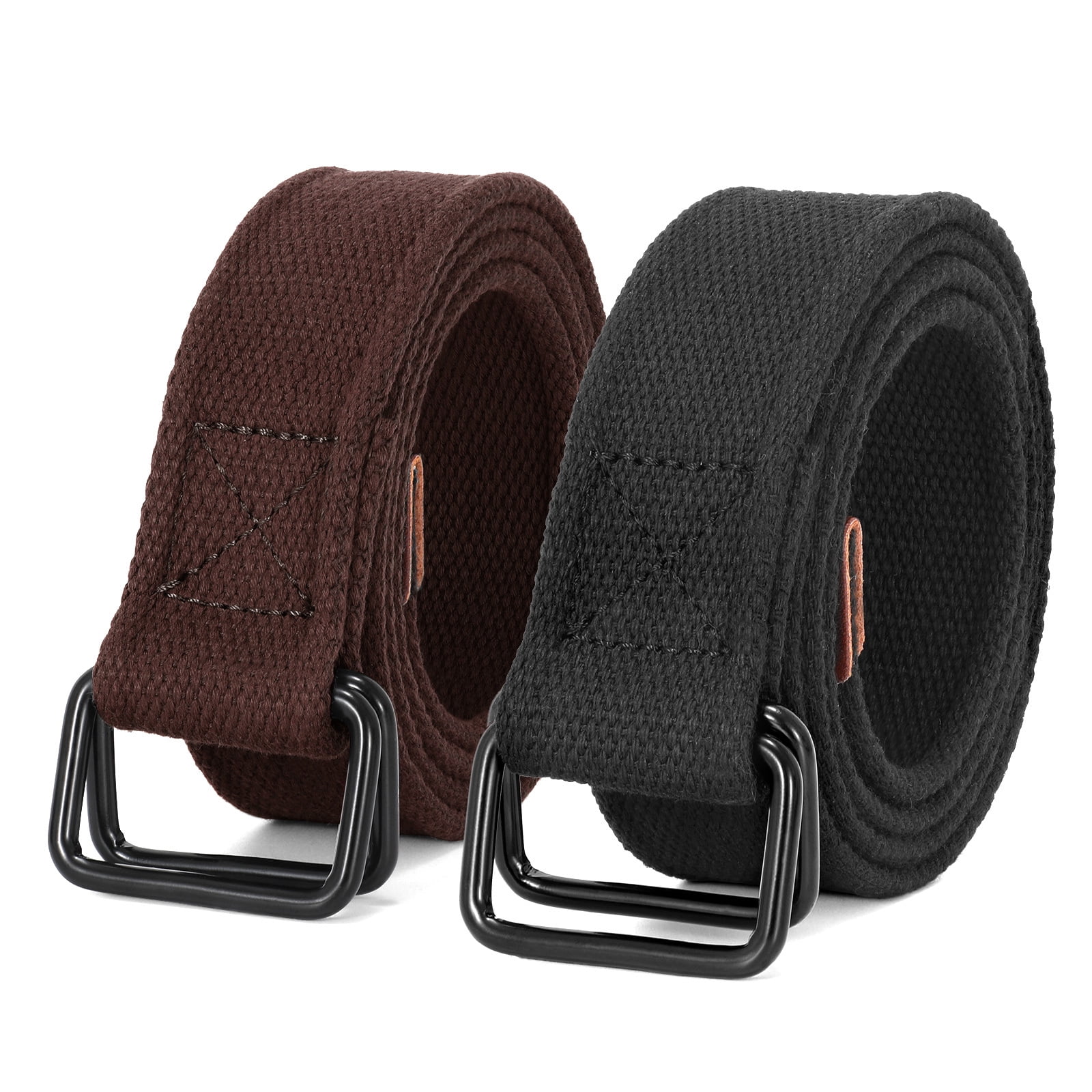 WHIPPY Mens Web Nylon Belt Canvas Work Belts with Double Ring Buckle ...