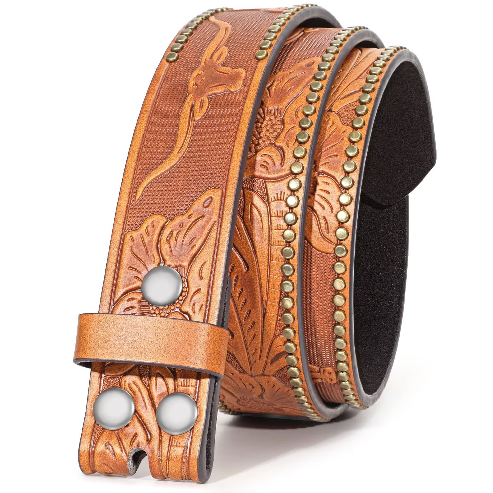 WHIPPY Western Leather Belt Strap for Women Men without Buckle Cowgirl ...