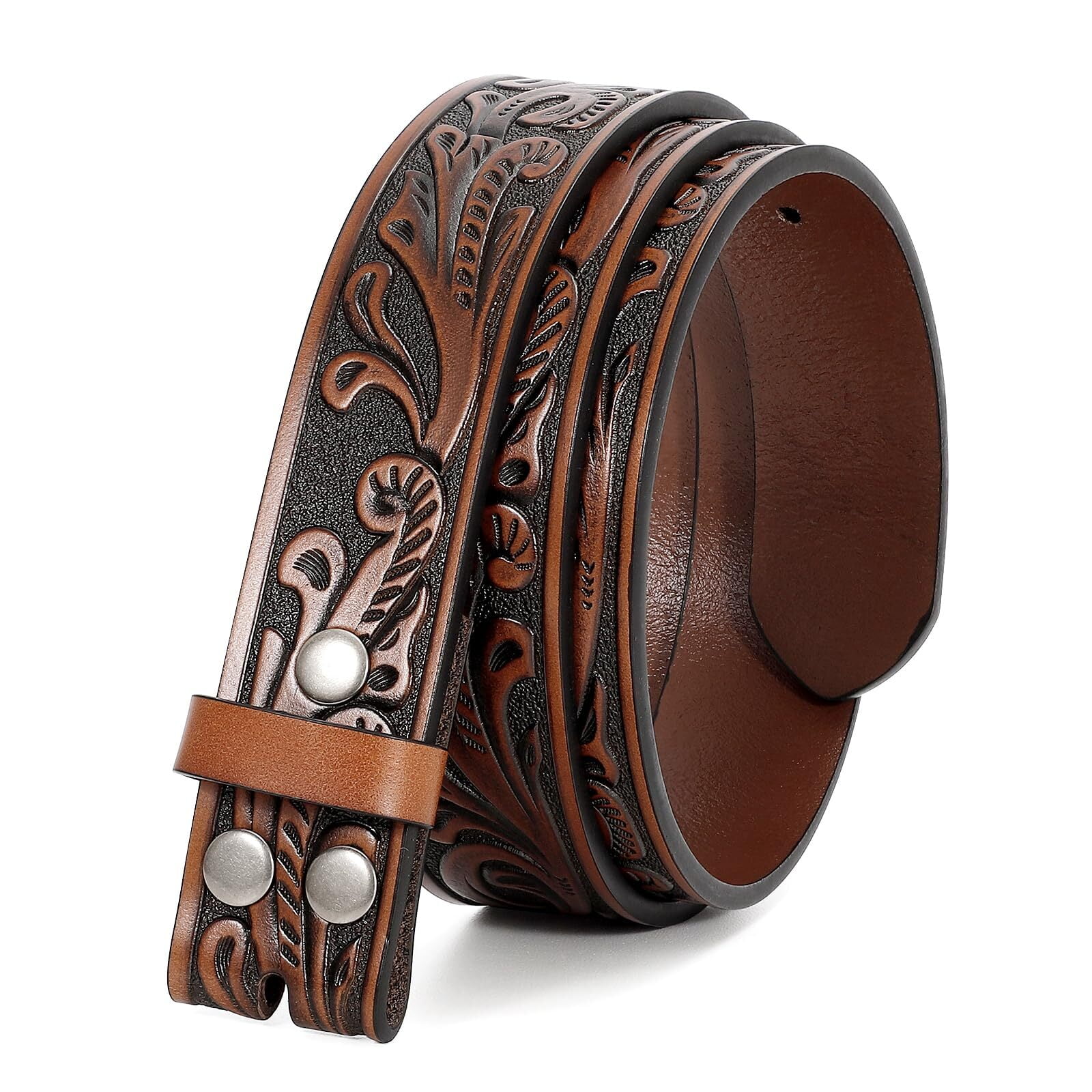 WHIPPY Western Leather Belt Strap for Women Men without Buckle Cowgirl ...