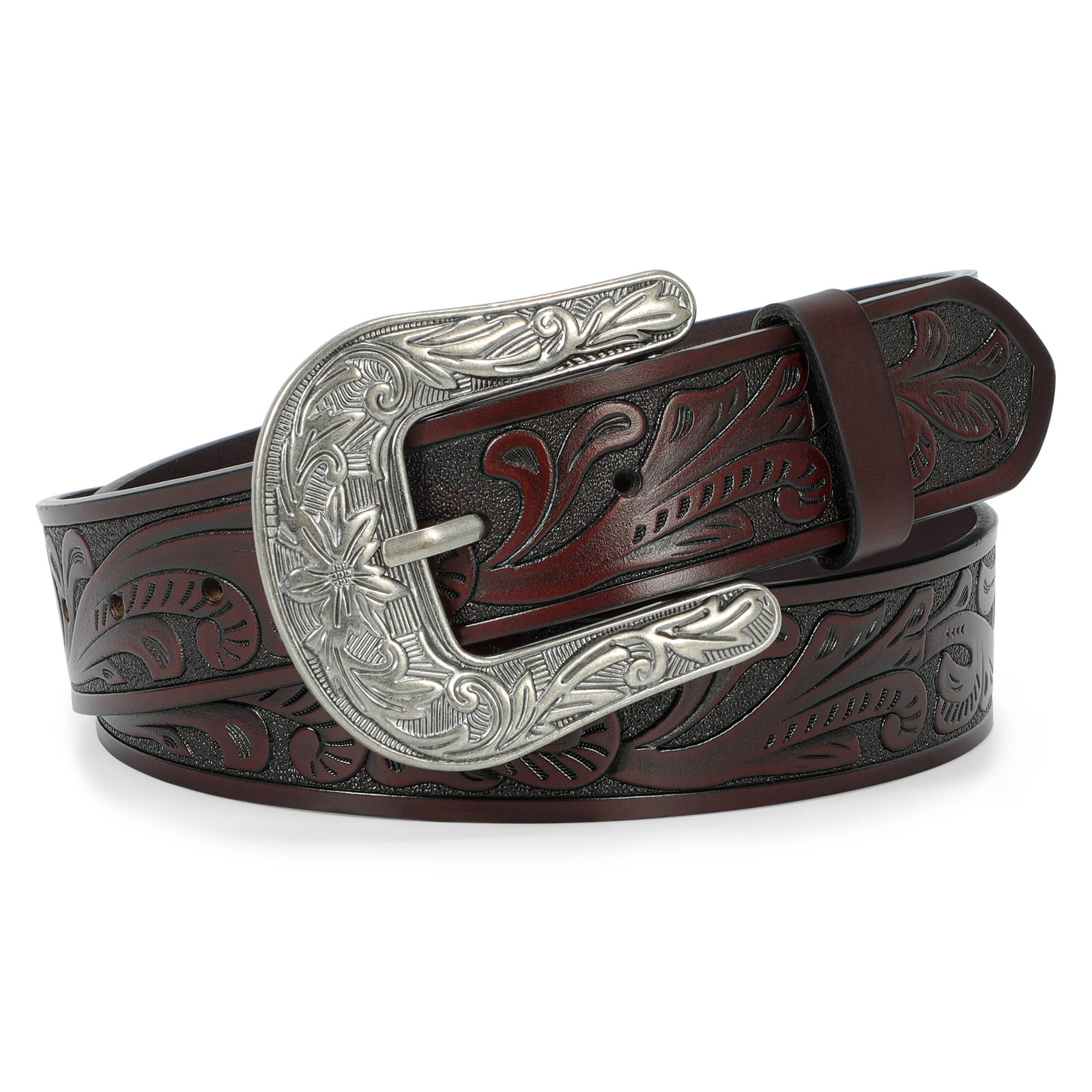 WHIPPY Western Leather Belts for Women Men Cowboy Cowgirl Leather Belt ...