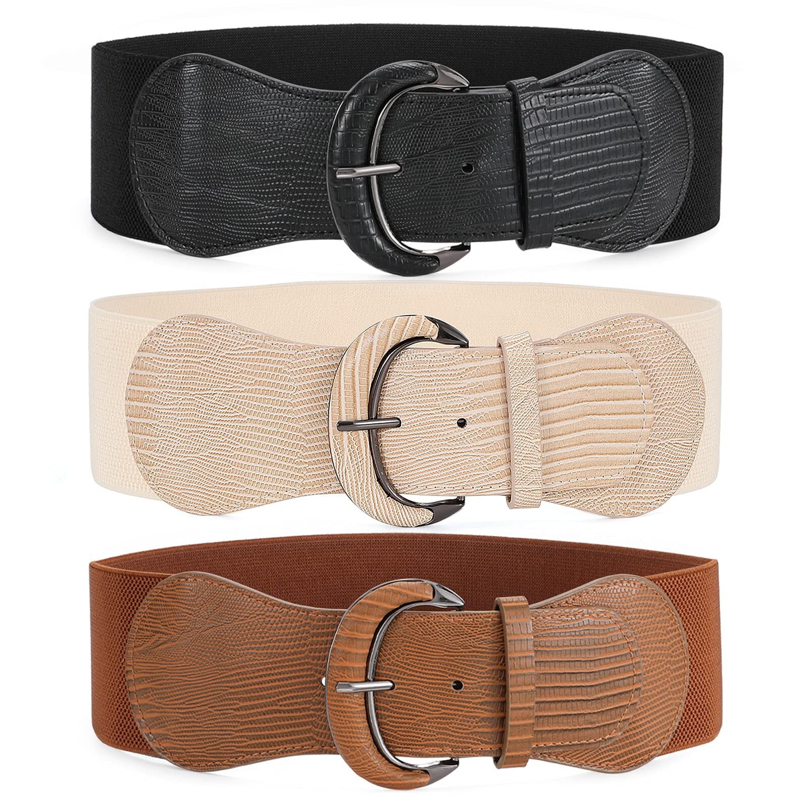 WHIPPY Women Elastic Wide Belt, Stretch Waist Belt for Dresses ...