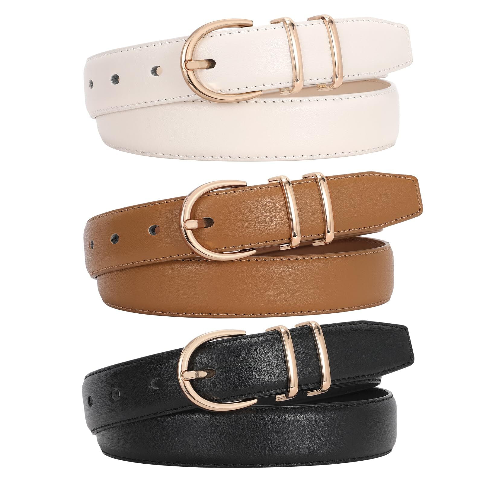 WHIPPY Women Leather Belts Ladies Dresses Belt for Jeans 3 Pack ...