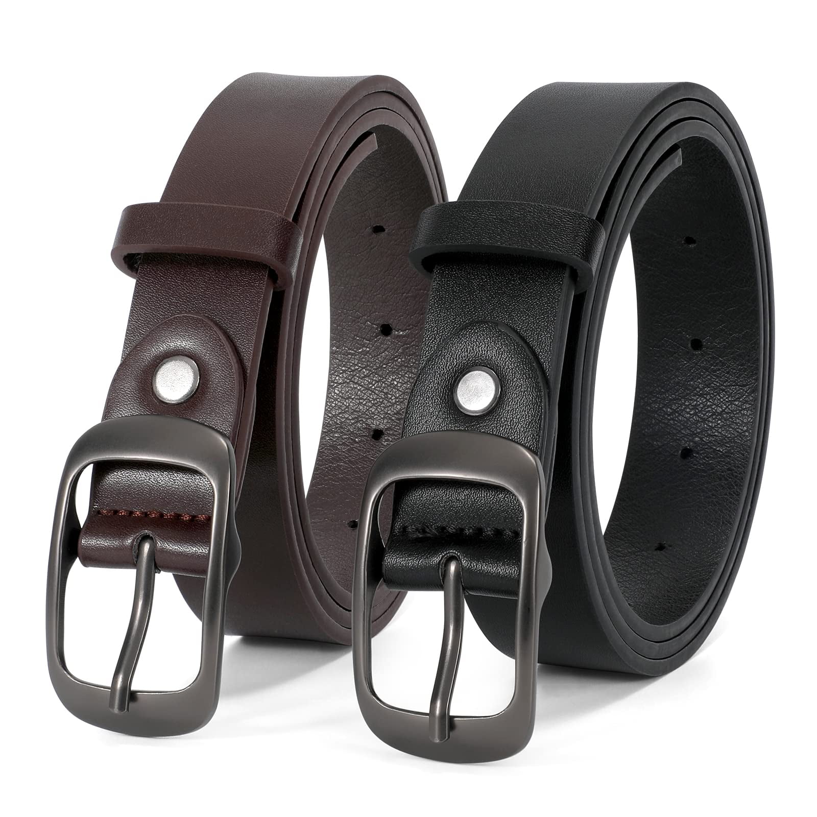 WHIPPY Women Leather Belts with Pin Buckle, Black Waist Belt for Jeans ...