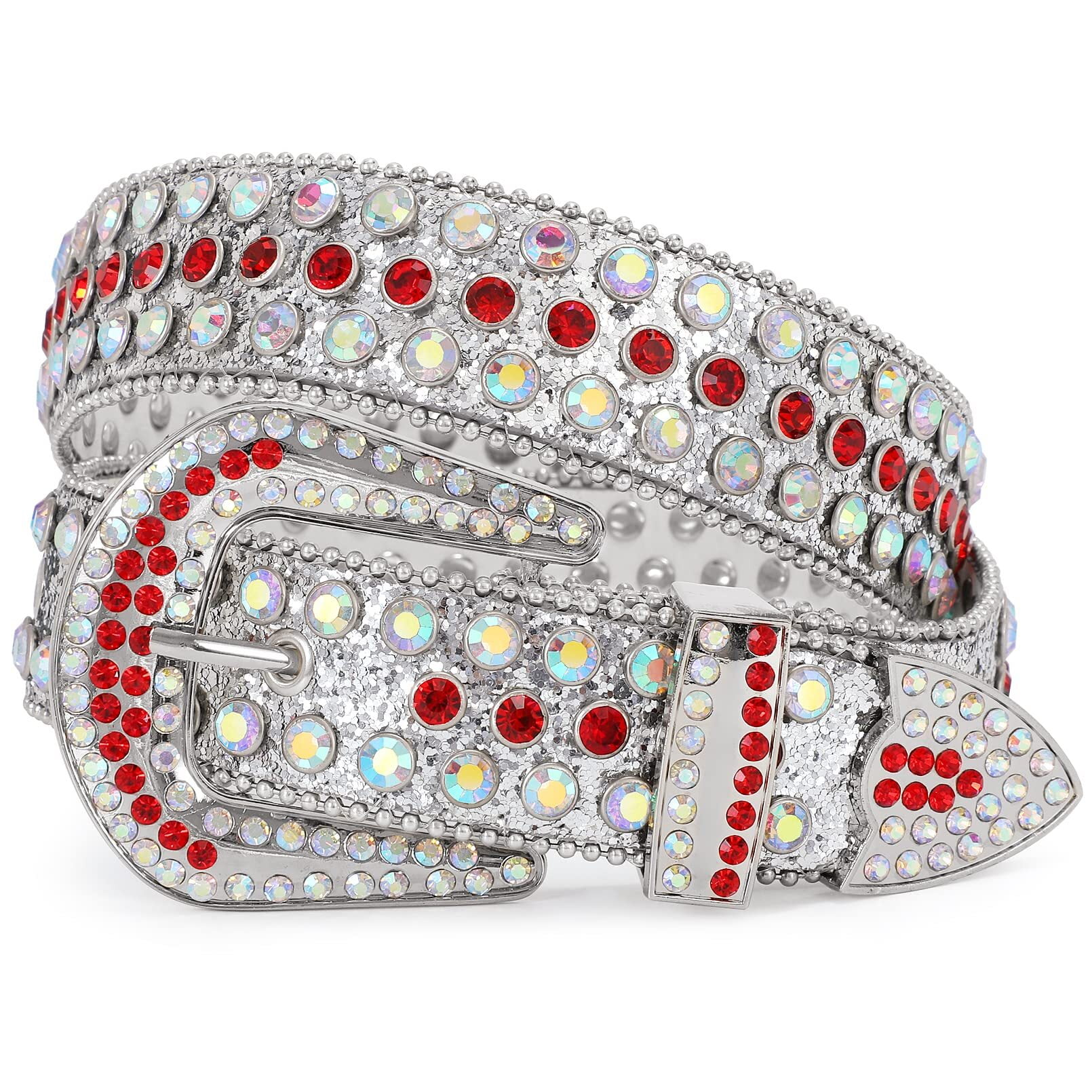 WHIPPY Women Men Rhinestone Studded Belt, Western Cowgirl Cowboy ...