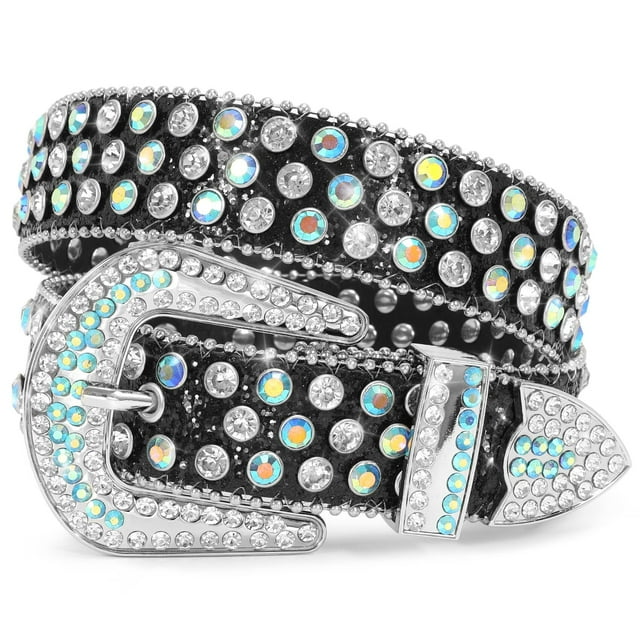 WHIPPY Women Men Rhinestone Studded Belt, Western Cowgirl Cowboy ...