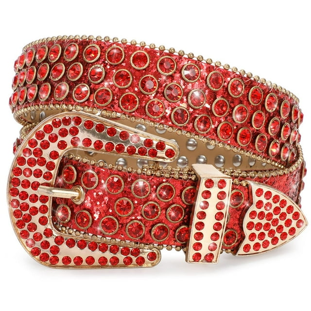 WHIPPY Women Men Rhinestone Studded Belt, Western Cowgirl Cowboy ...