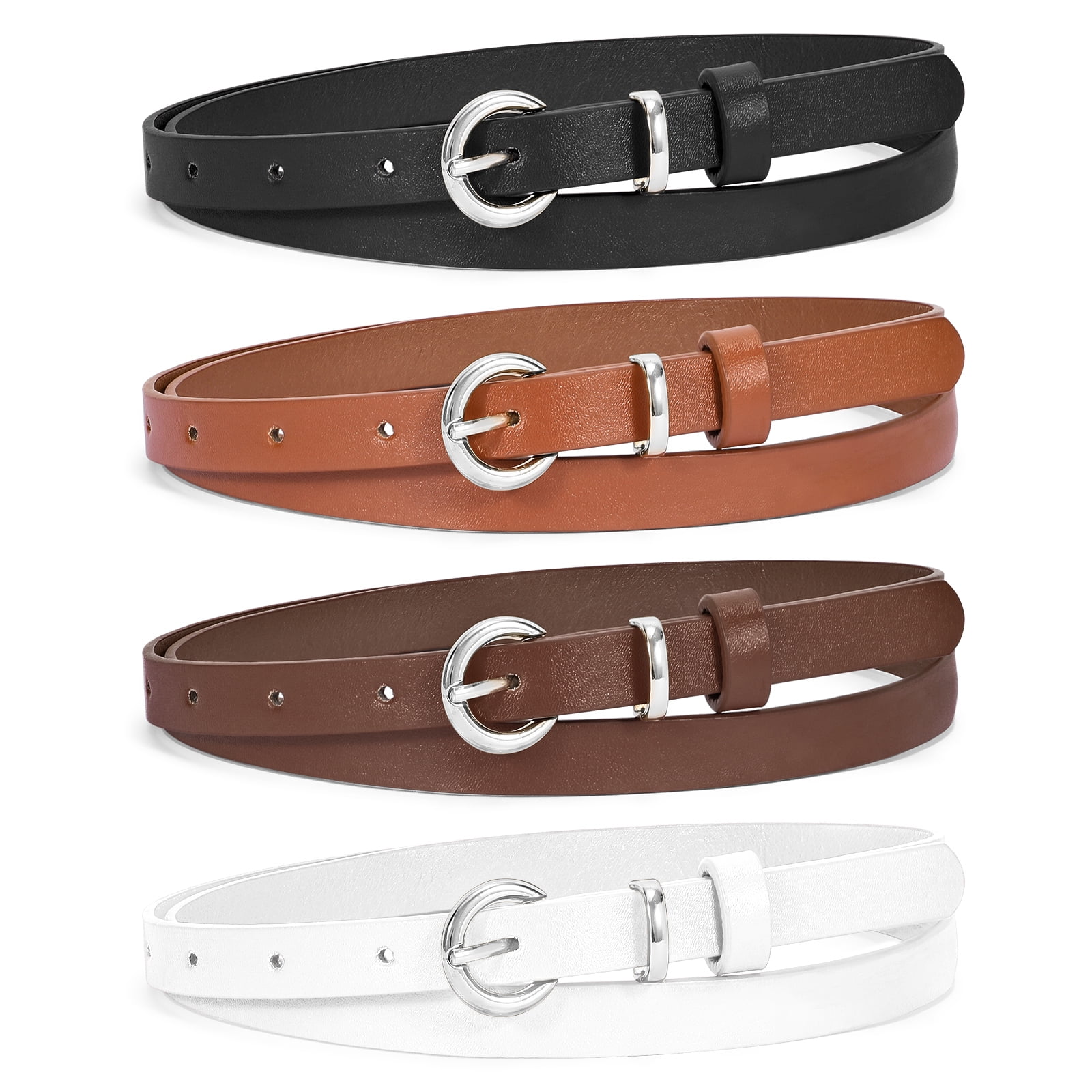 WHIPPY Women Skinny Leather Belts Ladies Plus Size Waist Belt for Jeans ...