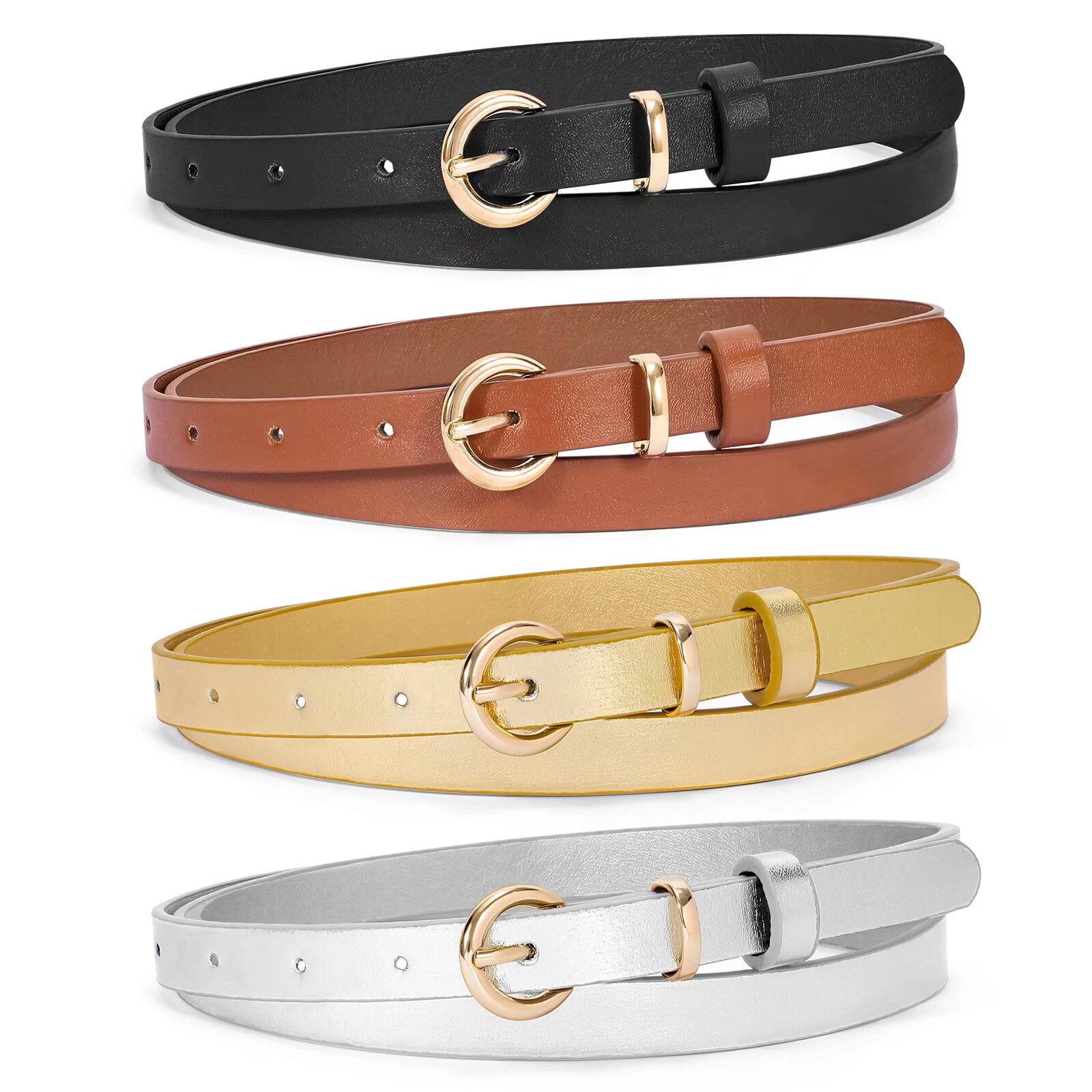 WHIPPY Women Skinny Leather Belts Ladies Waist Belt for Jeans Dresses ...