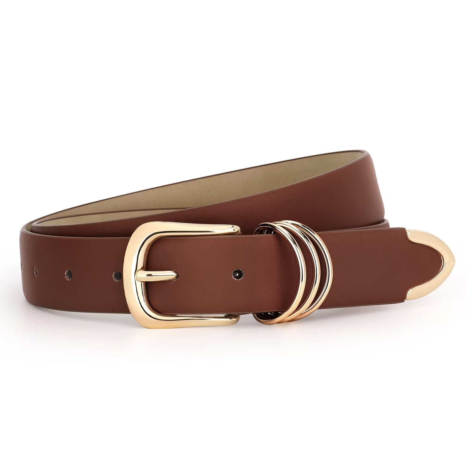 WHIPPY Womens Leather Belts for Jeans Brown Casual Ladies Dresses Belt ...