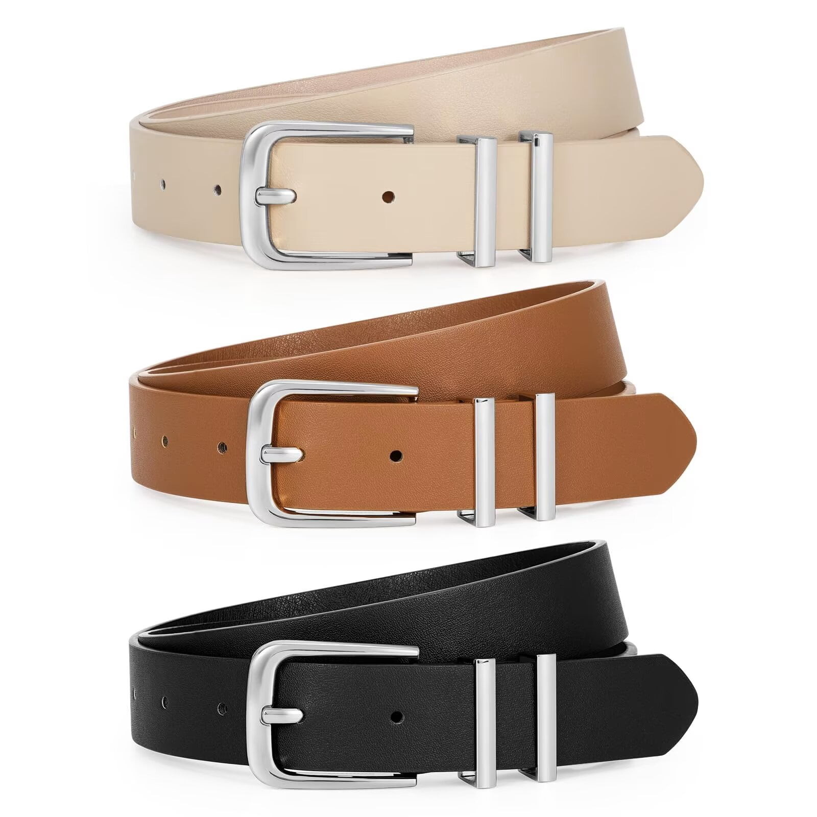 WHIPPY Women's Leather Belts for Jeans Dresses Ladies Black Waist Belt ...
