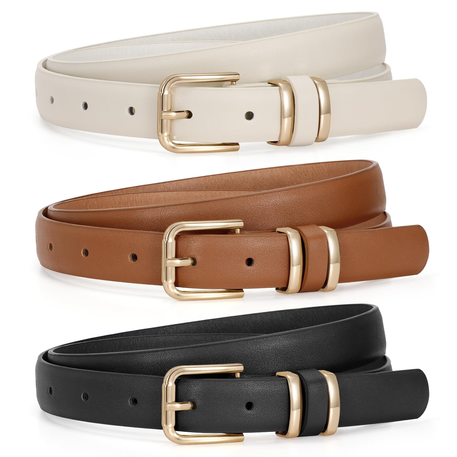 WHIPPY Women's Leather Belts for Jeans Dresses Ladies Belts with Gold ...