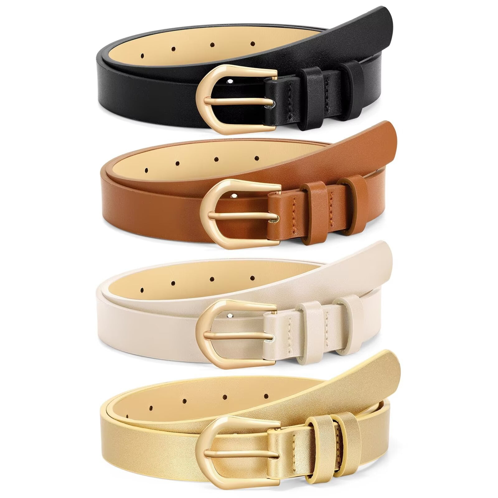 WHIPPY Women's Leather Belts for Jeans Dresses Ladies Skinny Leather ...