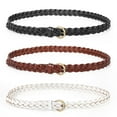 WHIPPY Women's Leather Braided Belts, Woven Skinny Belts for Jeans ...