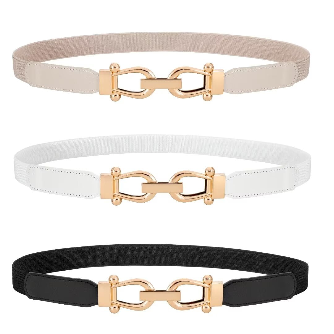 WHIPPY Women's Stretch Belts Elastic Skinny Belt with Gold Buckle for ...