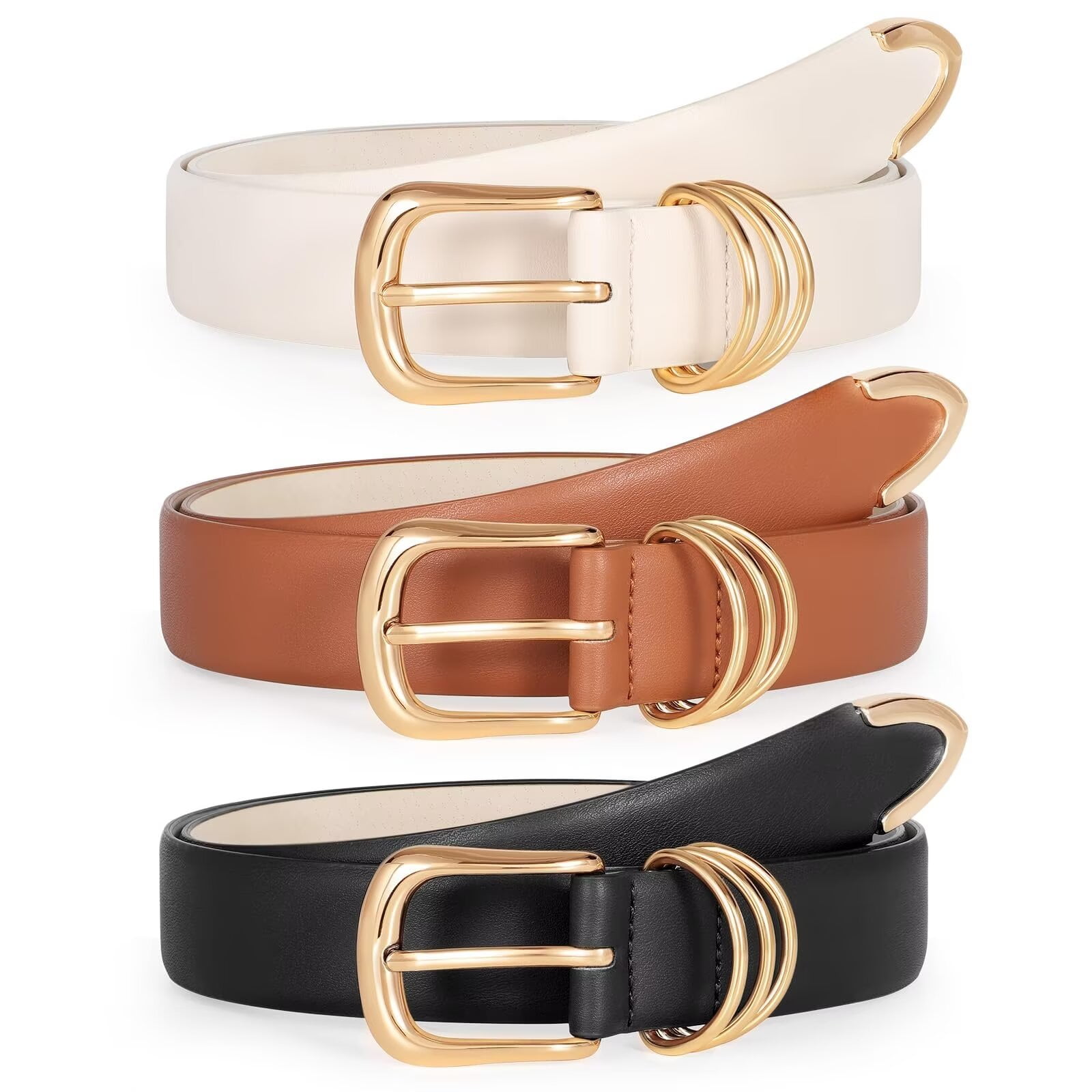 WHIPPY Womens Leather Belts for Jeans Brown Casual Ladies Dresses Belt ...