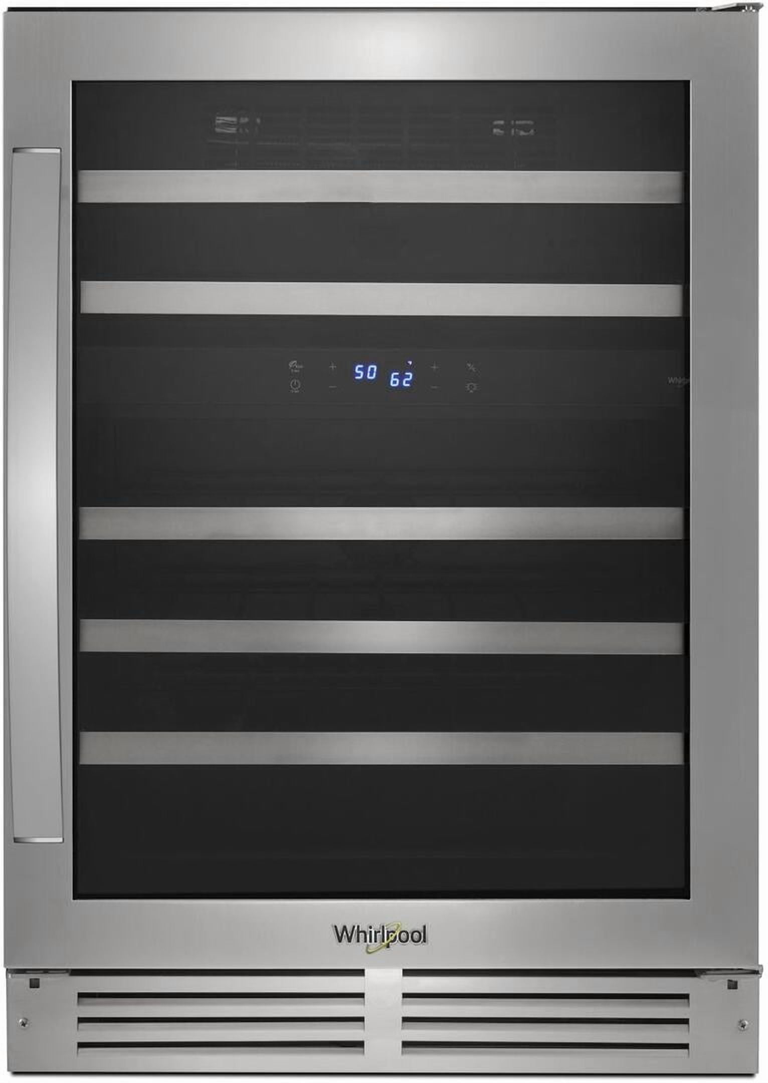 Whirlpool WUW55X24HS 24 Inch Wide Undercounter Wine Center with 46 ...