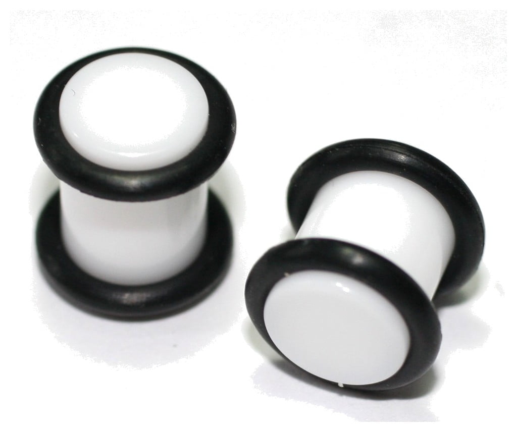 WHITE 0g gauge ACRYLIC PLUGS tunnels ear -PAIR - Walmart.com