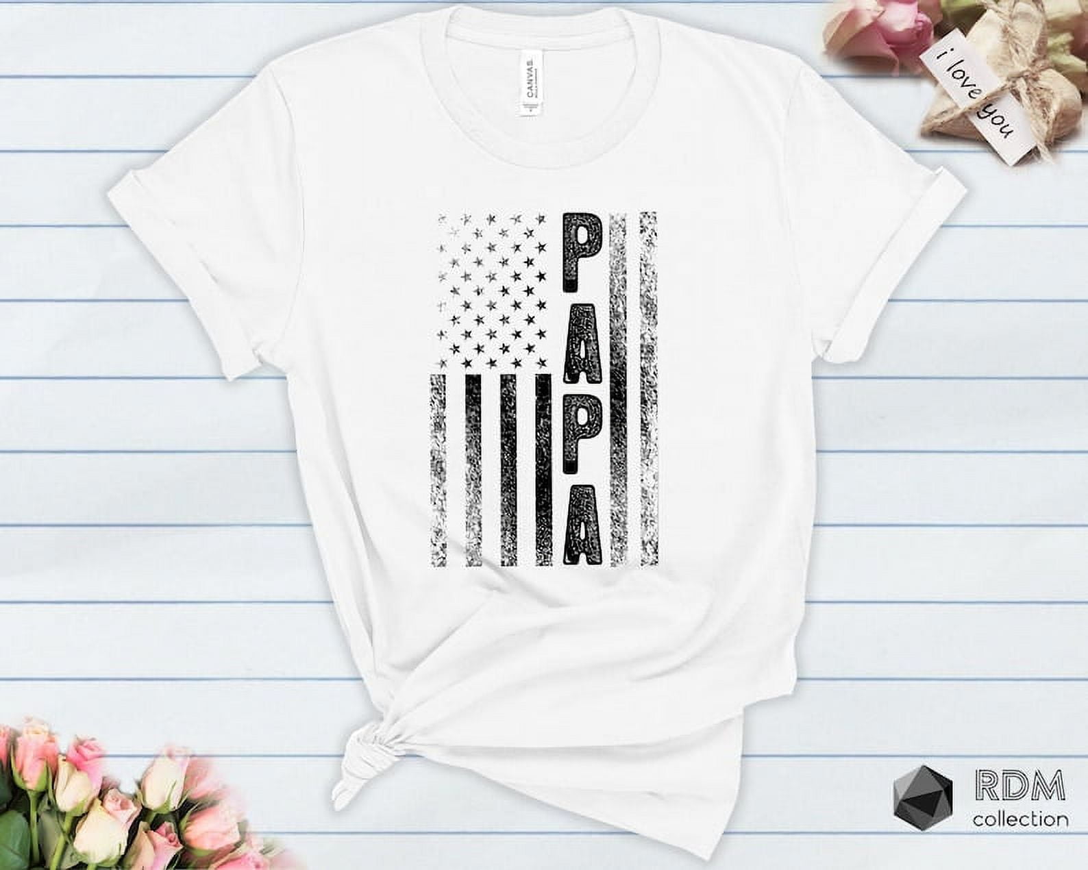[WHITE] American Flag Papa Shirt, Papa Flag tshirt, Papa T-Shirt ...
