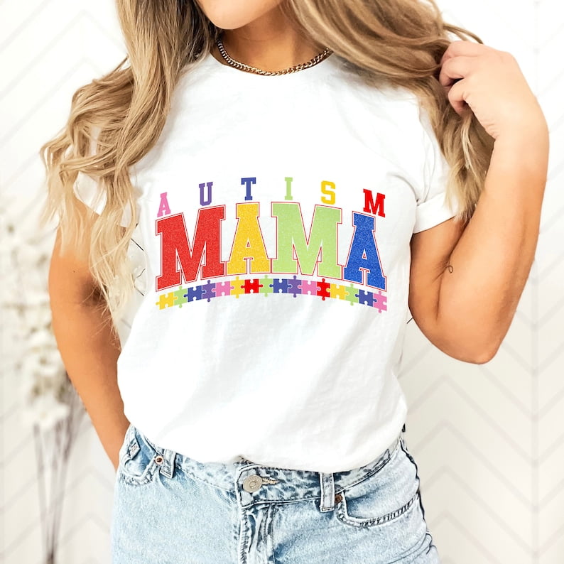 [WHITE] Autism Mama PNG, Glitter Autism PNG, Sublimation Design ...