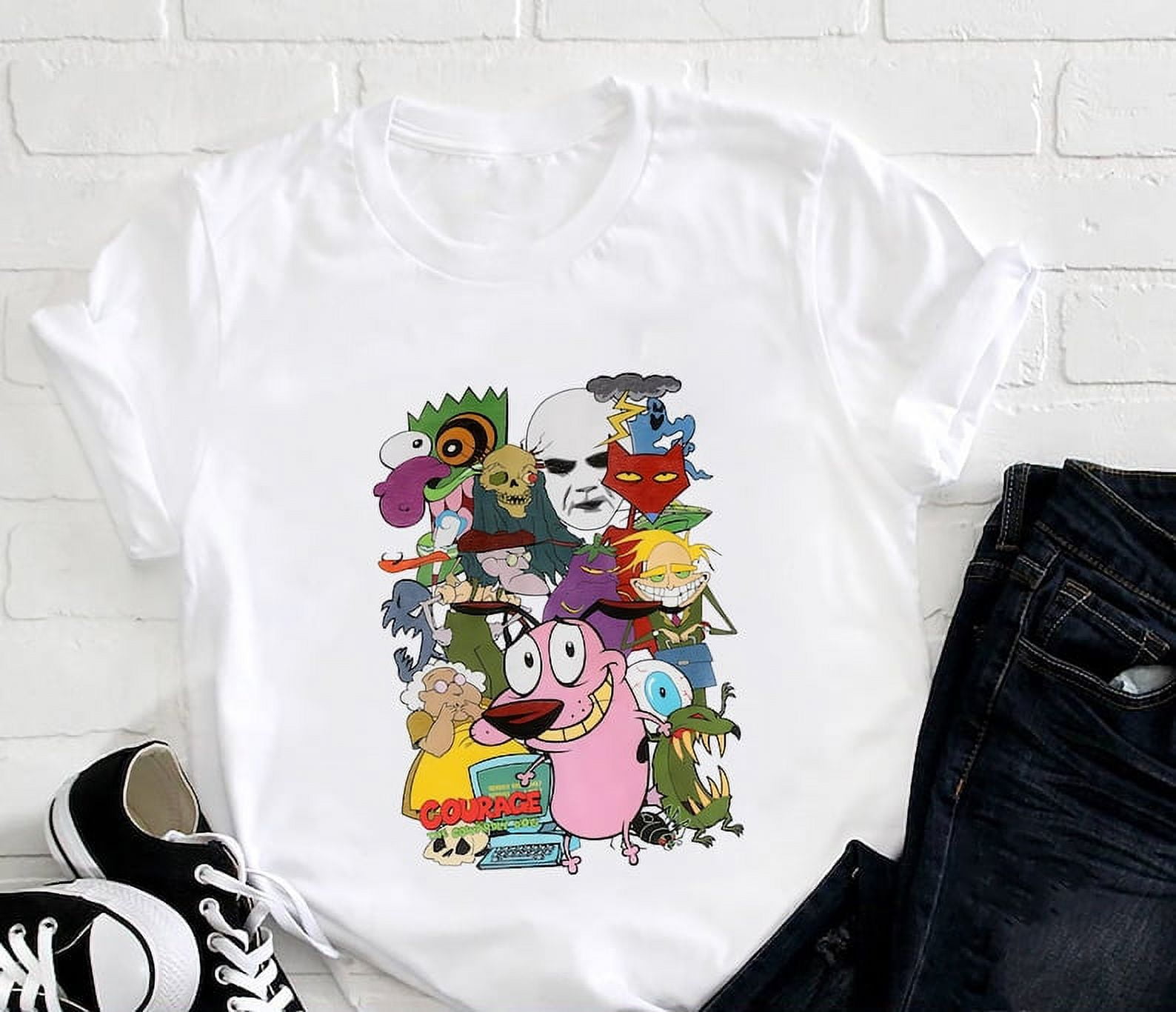 [WHITE] Courage The Cowardly Dog Characters T-Shirt, Courage The ...