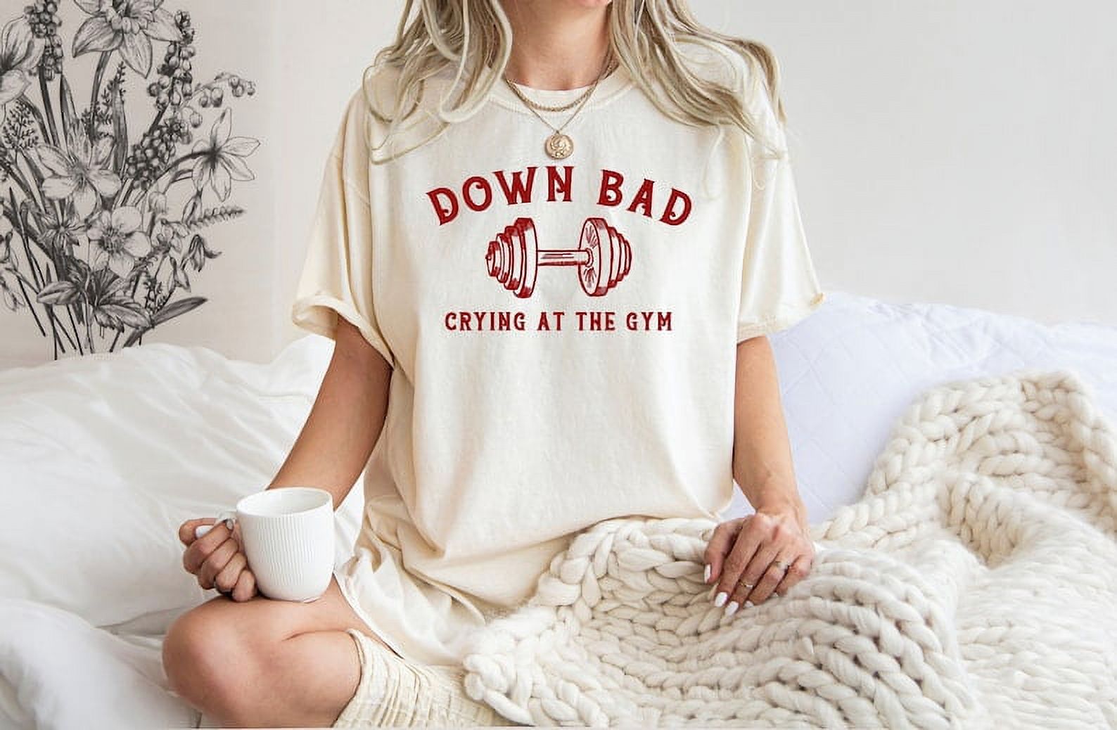 [WHITE] Down Bad Crying At The Gym Shirt TS Inspired, Funny Workout Gym ...