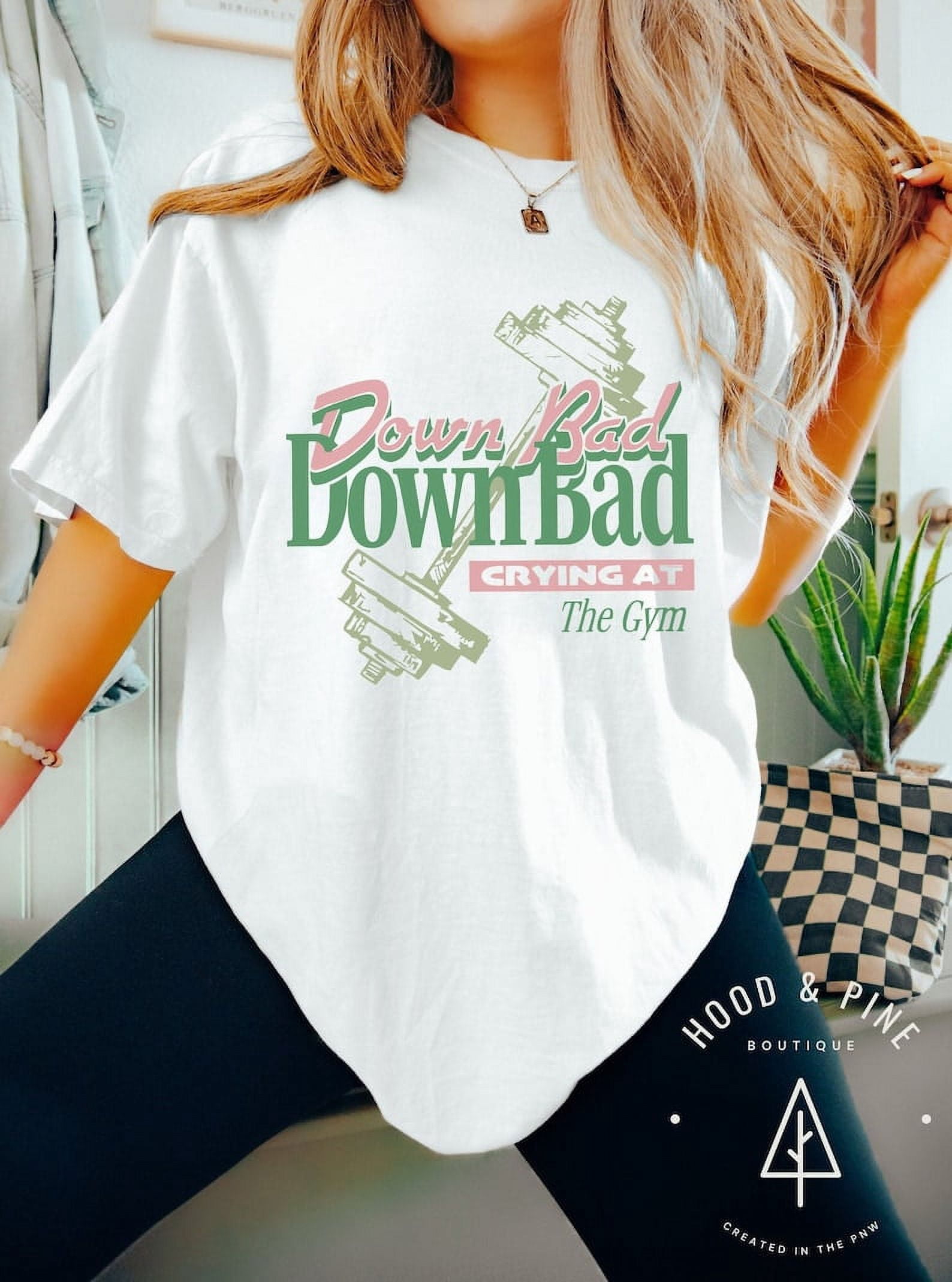 [WHITE] Down Bad Shirt | Crying at the Gym | Workout Shirt | Gym Shirt ...