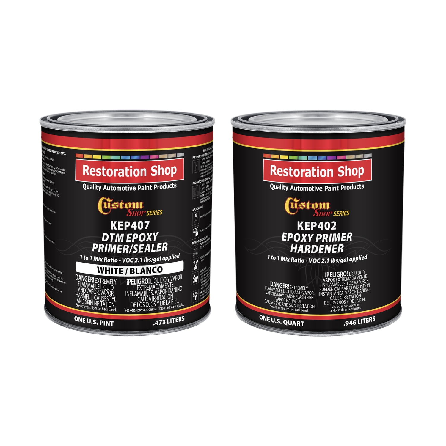 WHITE Epoxy Primer / Sealer 2.1 VOC (HALF GALLON KIT) 2 quarts - Anti ...