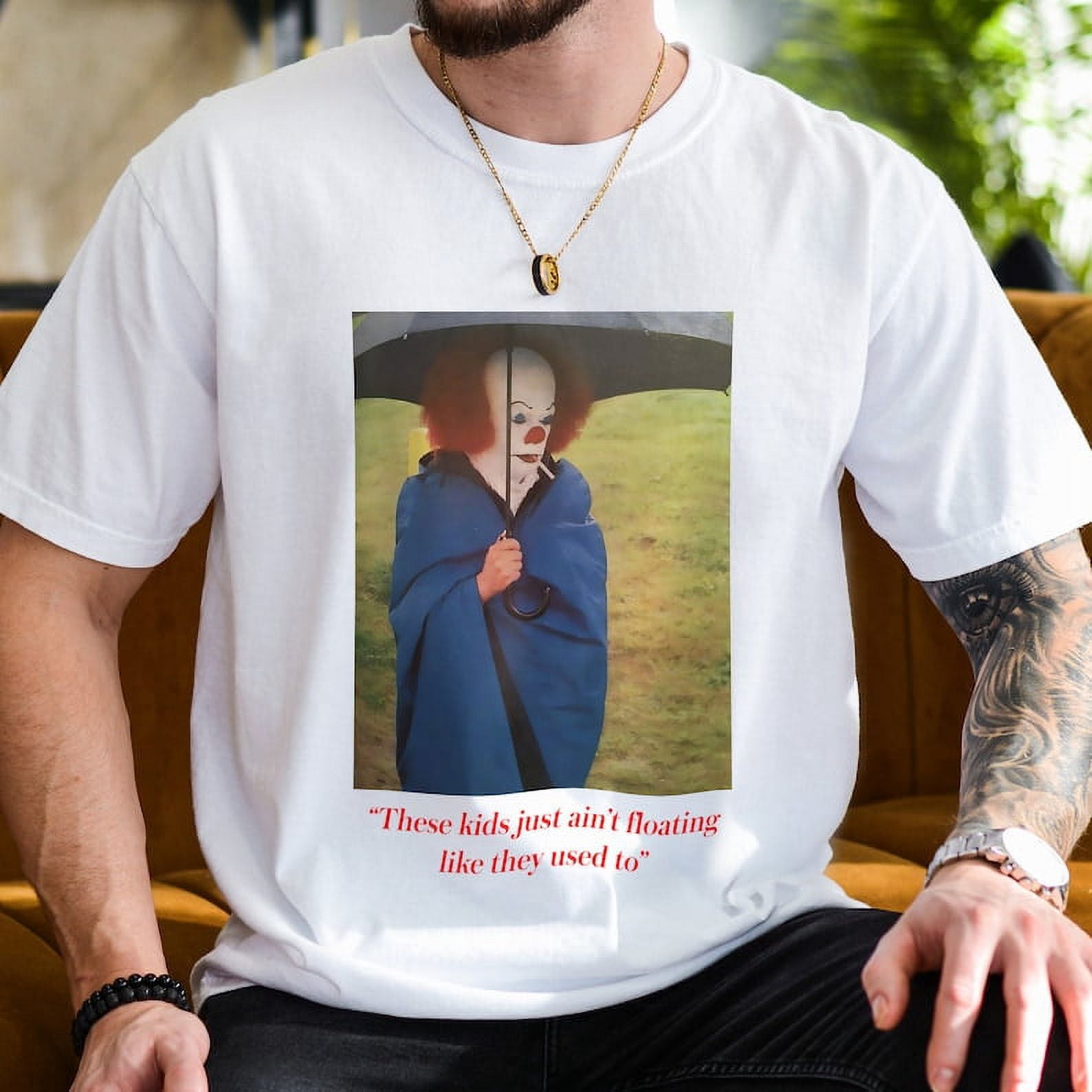 [WHITE] Funny Pennywise the Clown T-Shirt, Retro 90s Horror Movie ...