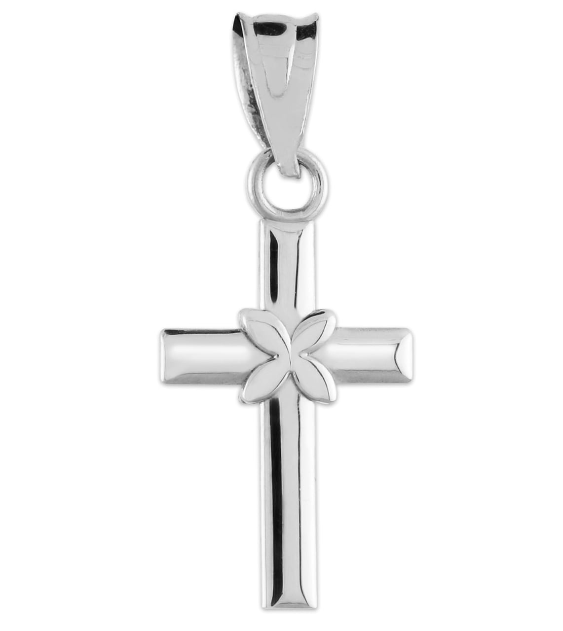WHITE GOLD FOUR LEAF CLOVER CROSS CHARM PENDANT NECKLACE : 10K Pendant ...