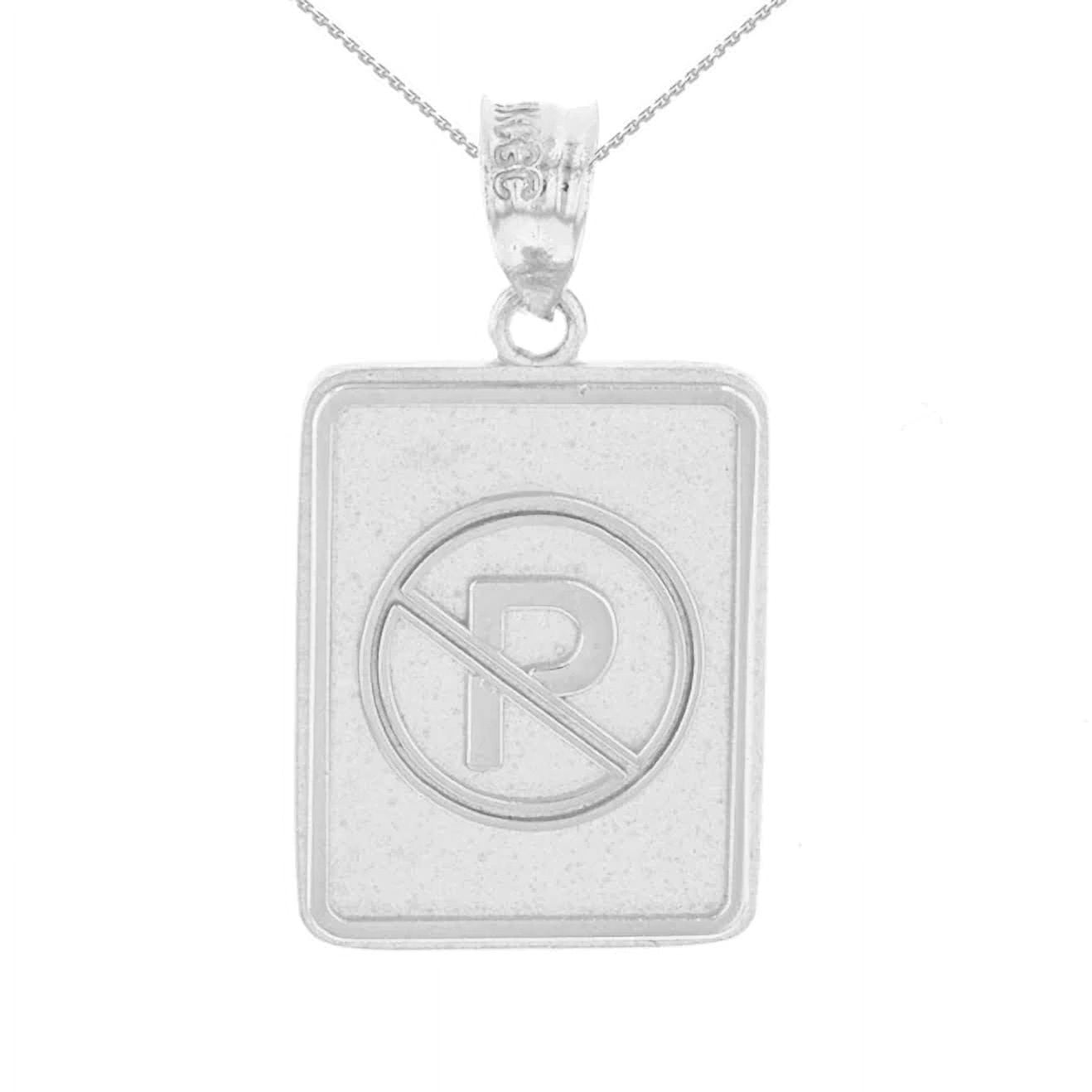 WHITE GOLD NO PARKING STREET TRAFFIC SIGN PENDANT NECKLACE - Walmart.com