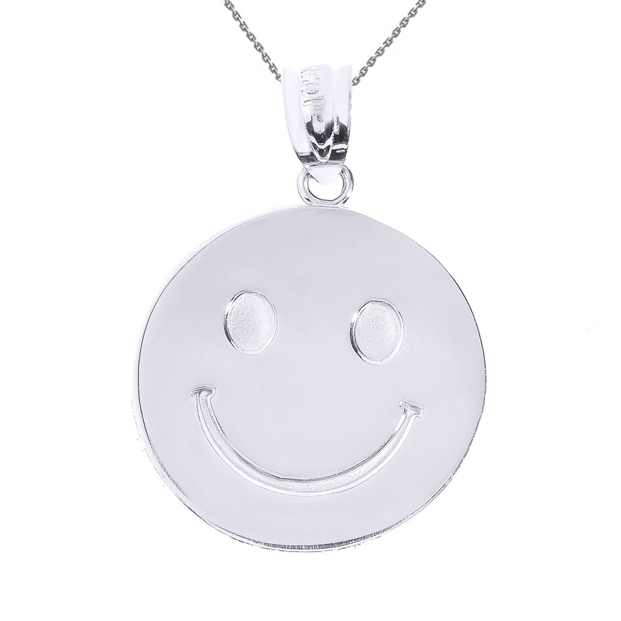 WHITE GOLD SMILEY FACE DISC PENDANT NECKLACE - Walmart.com